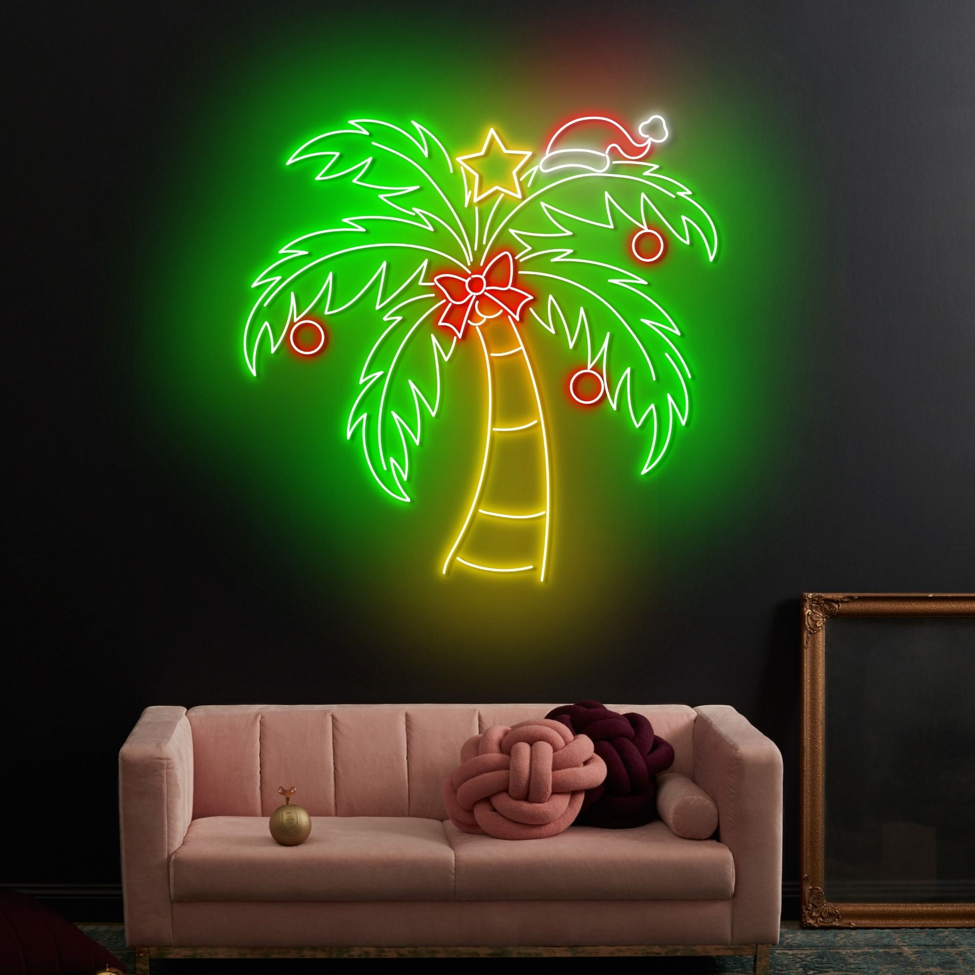 Craftnamesign Palm Tree Christmas Neon Sign, Hawaiian Christmas Sign ...