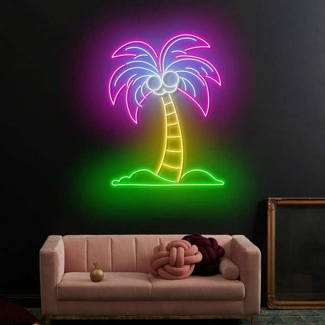 Craftnamesign Palm Tree Neon Sign Art, Palm Tree LED Light, Palm Tree ...