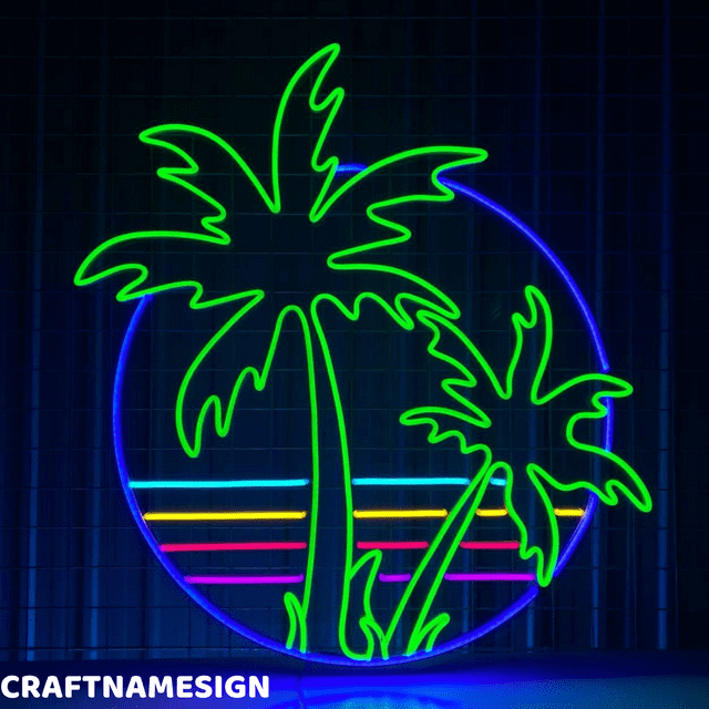 Craftnamesign Palm Trees Neon Sign, Home Living Wall Art, Office Wall ...
