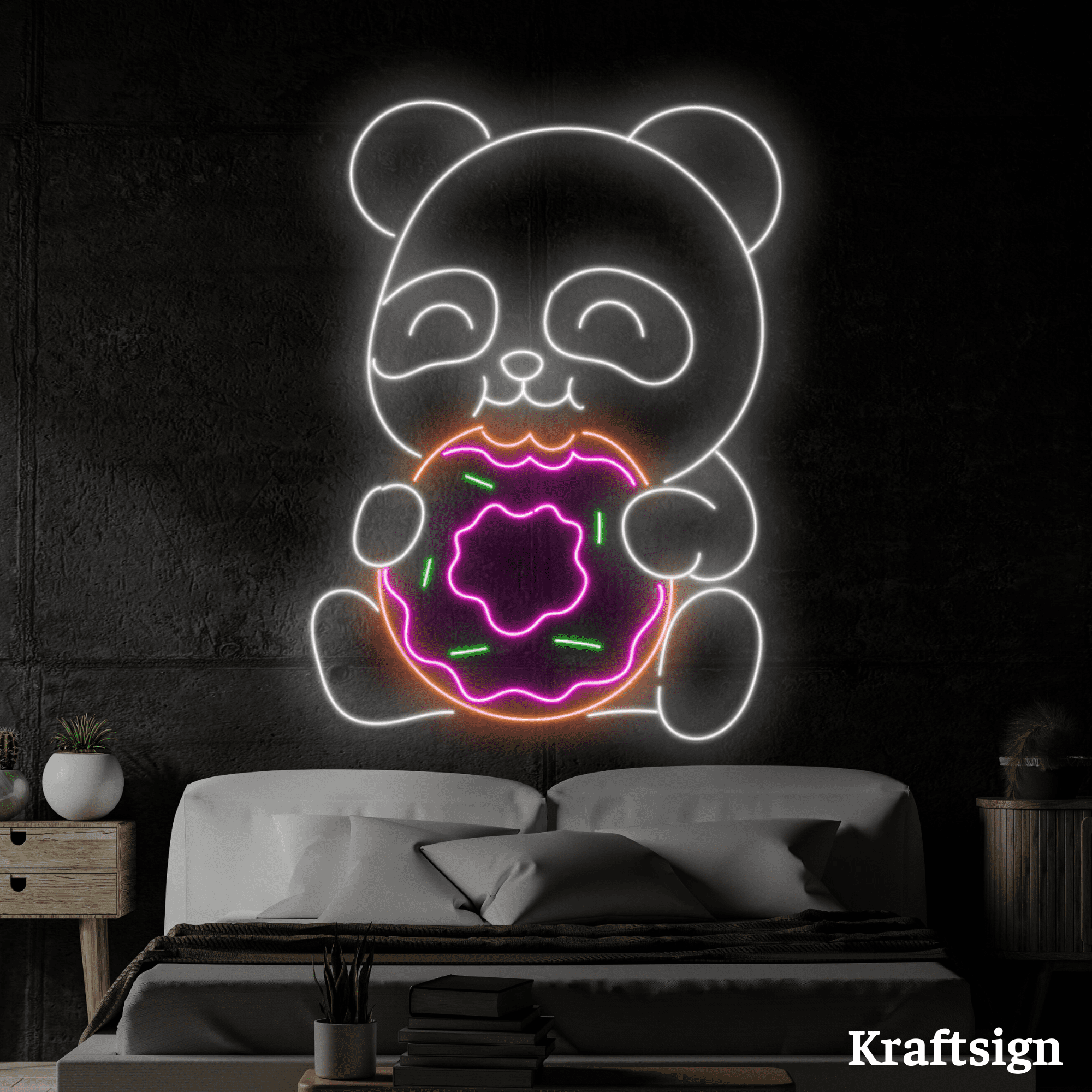 Craftnamesign Panda Donut Neon Sign, Donut Shop LED Signage, Bakery ...