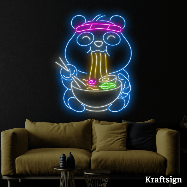 Craftnamesign Panda Eat Ramen Neon Sign, Ramen Japanese Restaurant ...