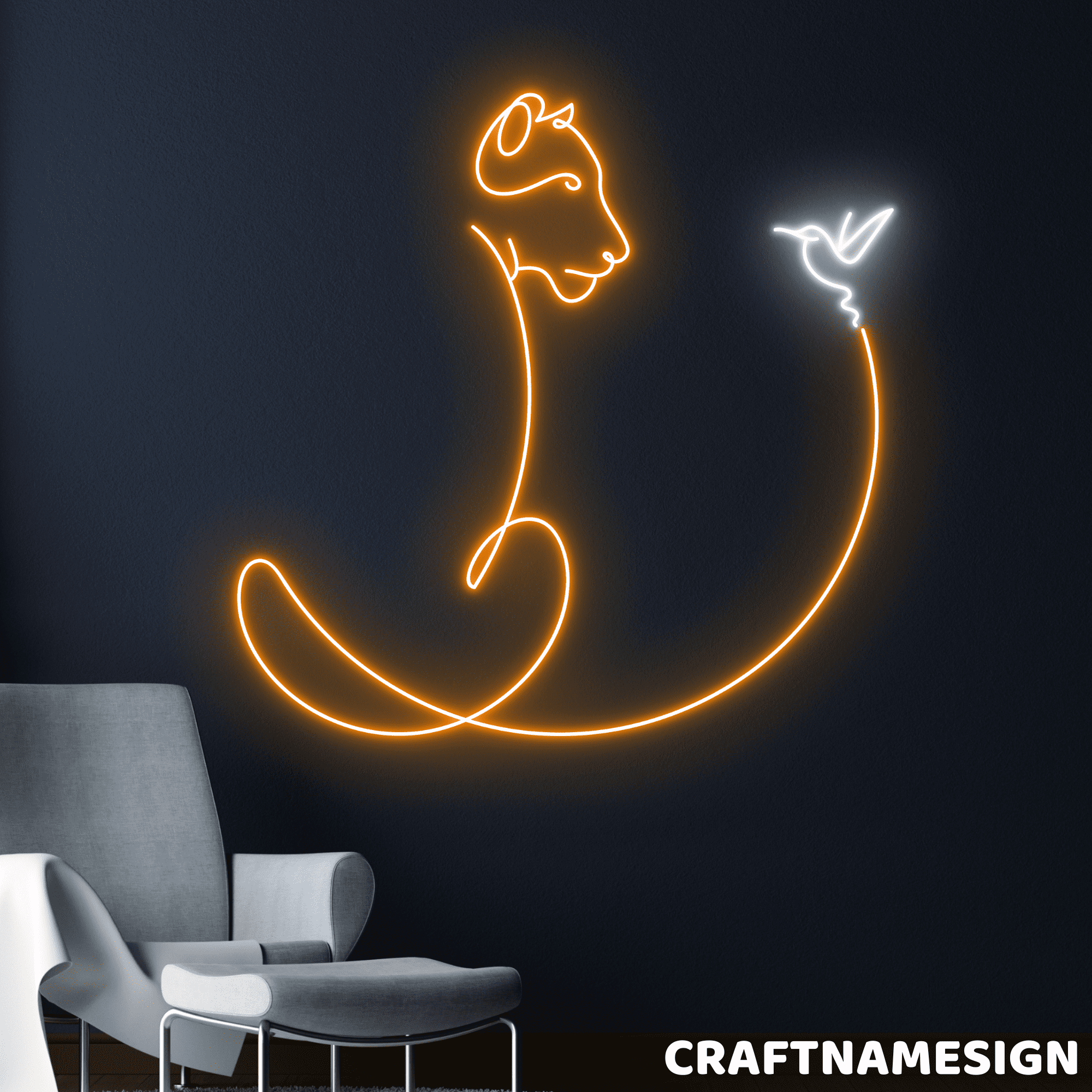Craftnamesign Panther With Bird Neon Sign, Kids Zone Wall Decor, Kids ...