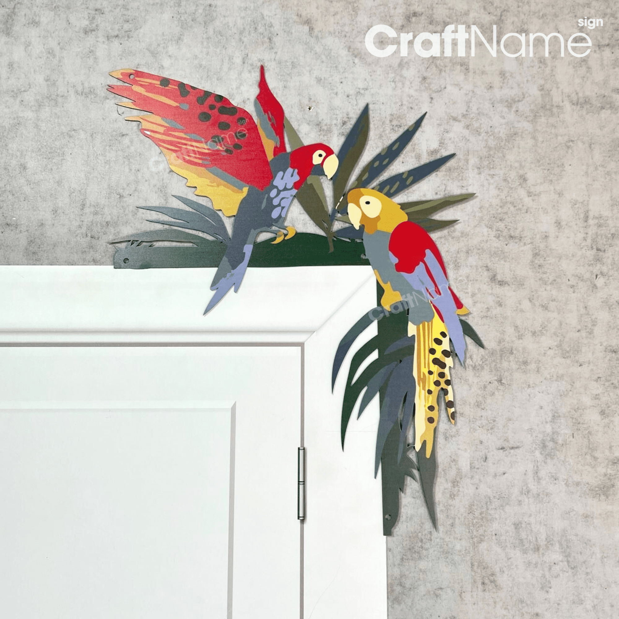 Craftnamesign Parrot Couple Metal Door Corner Sign, Parrot Bird Door ...