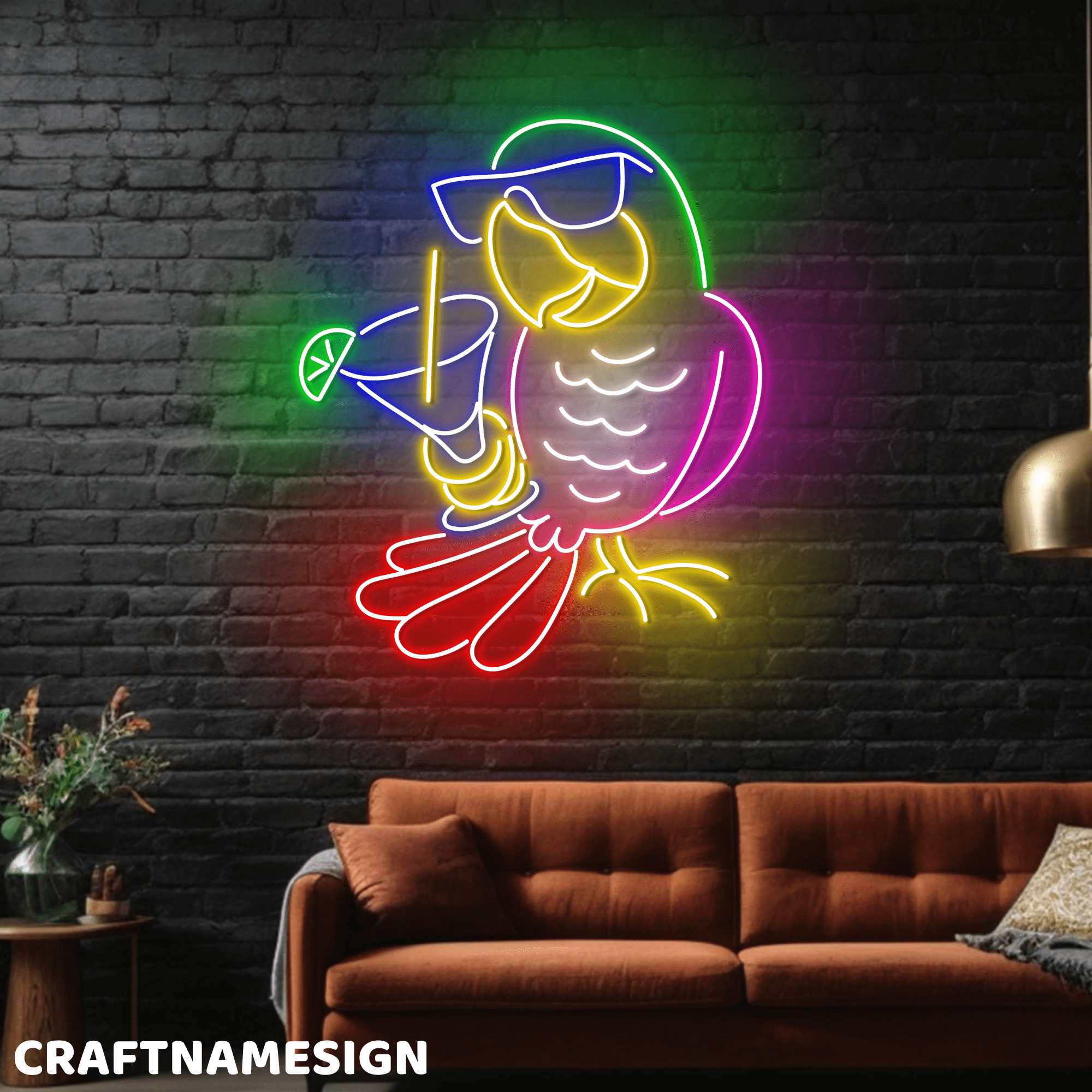 Craftnamesign Parrot Martini Neon Light Artwork For Cocktail Bar Store ...