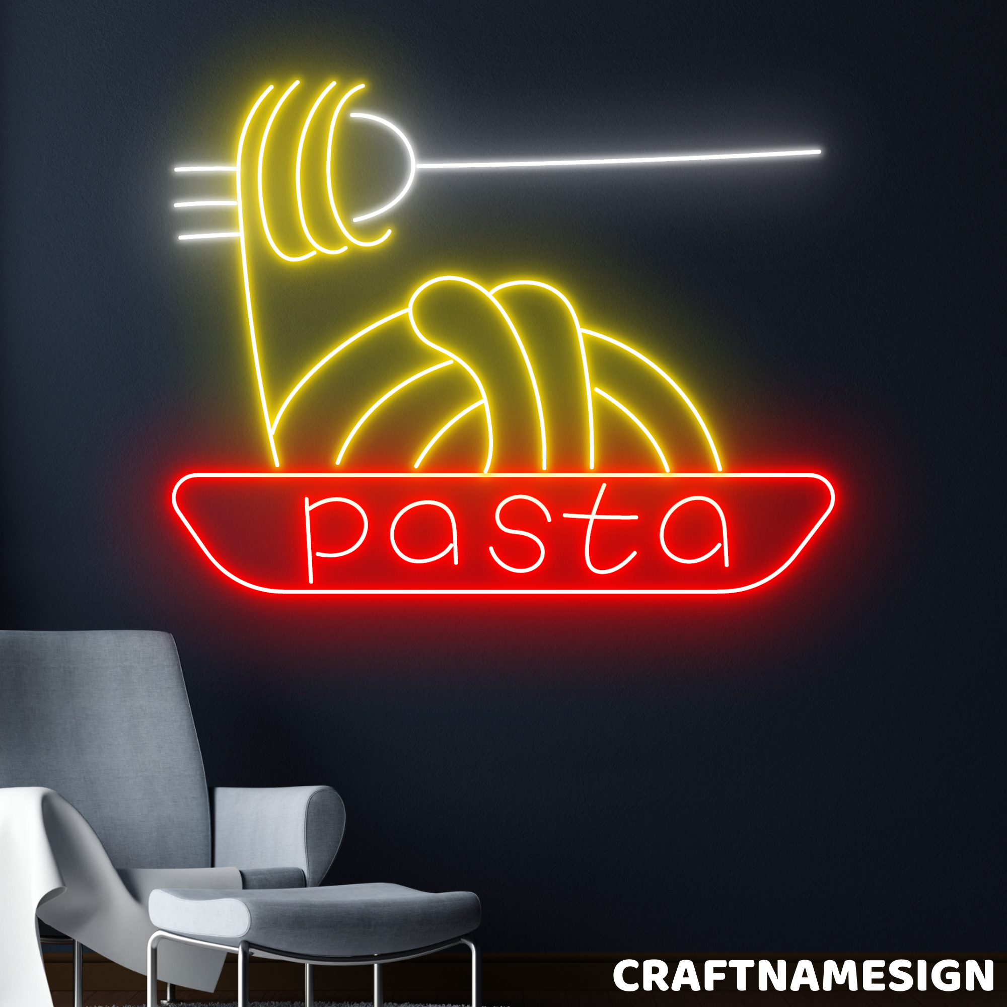 Craftnamesign Pasta Neon Sign, Italian Food Wall Decor, Restaurant Wall ...