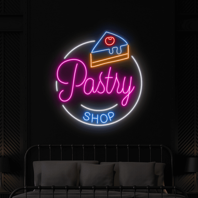 Craftnamesign Pasty Shop Neon Sign, Cake Shop LED Sign, Bakery Wall Art ...