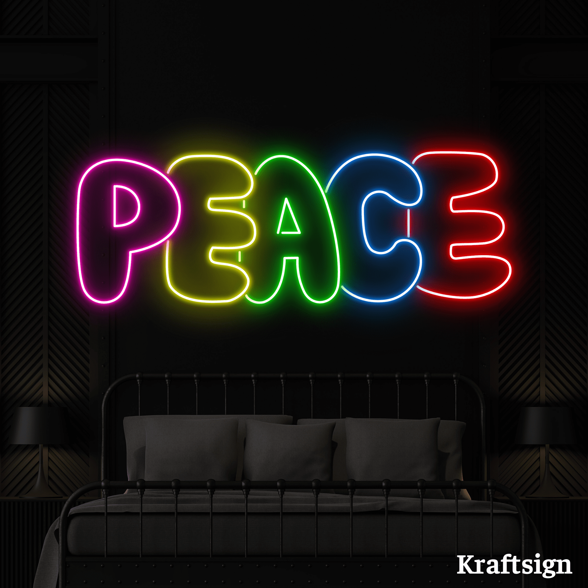 Craftnamesign Peace Neon Sign, Peace LED Sign, Bedroom Decor, Shop Wall ...