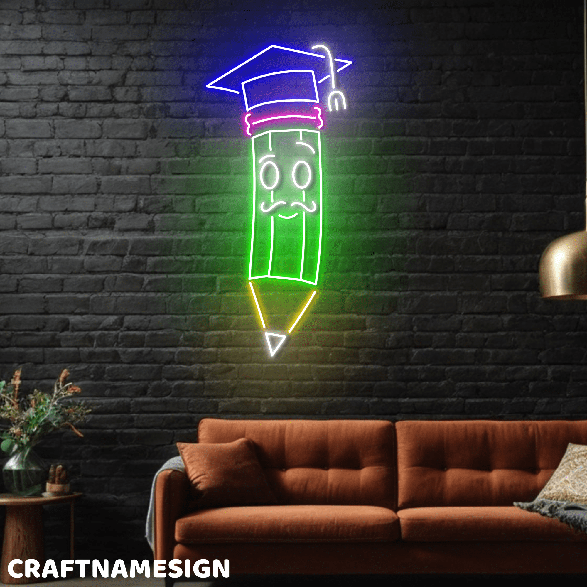 Craftnamesign Pencil Graduation Cap Neon Light For Bookstore ...