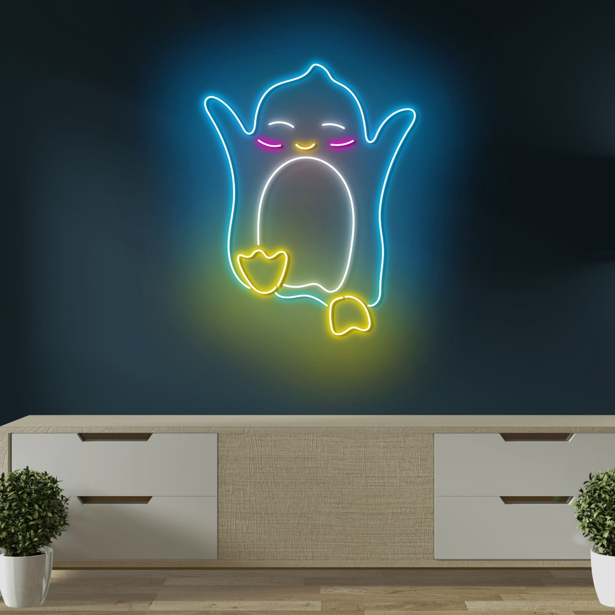Craftnamesign Penguin Neon Sign, Penguin LED Light Wall Art, Nursery ...