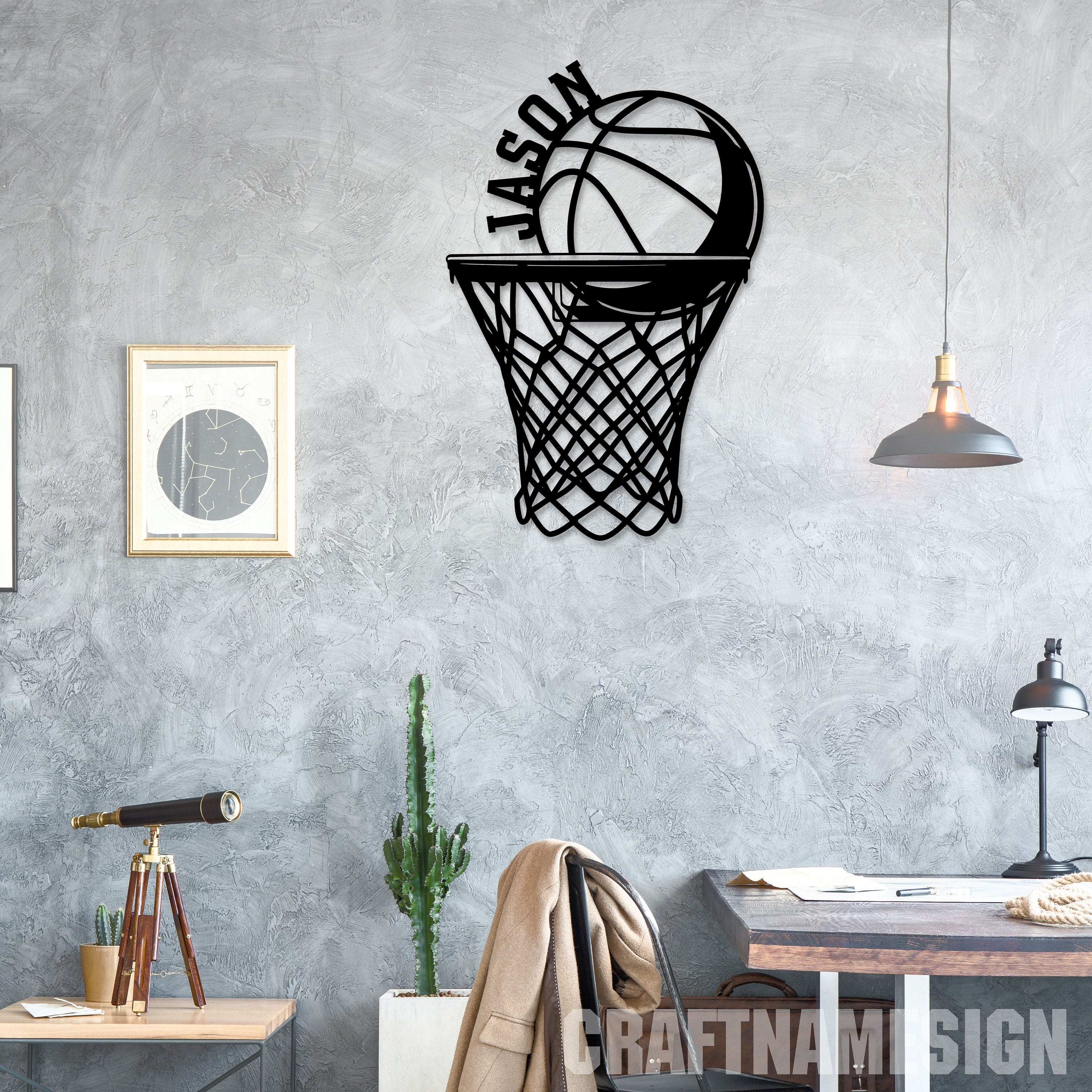 Craftnamesign Personalized Basketball Metal Wall Art Led Light, Custom ...