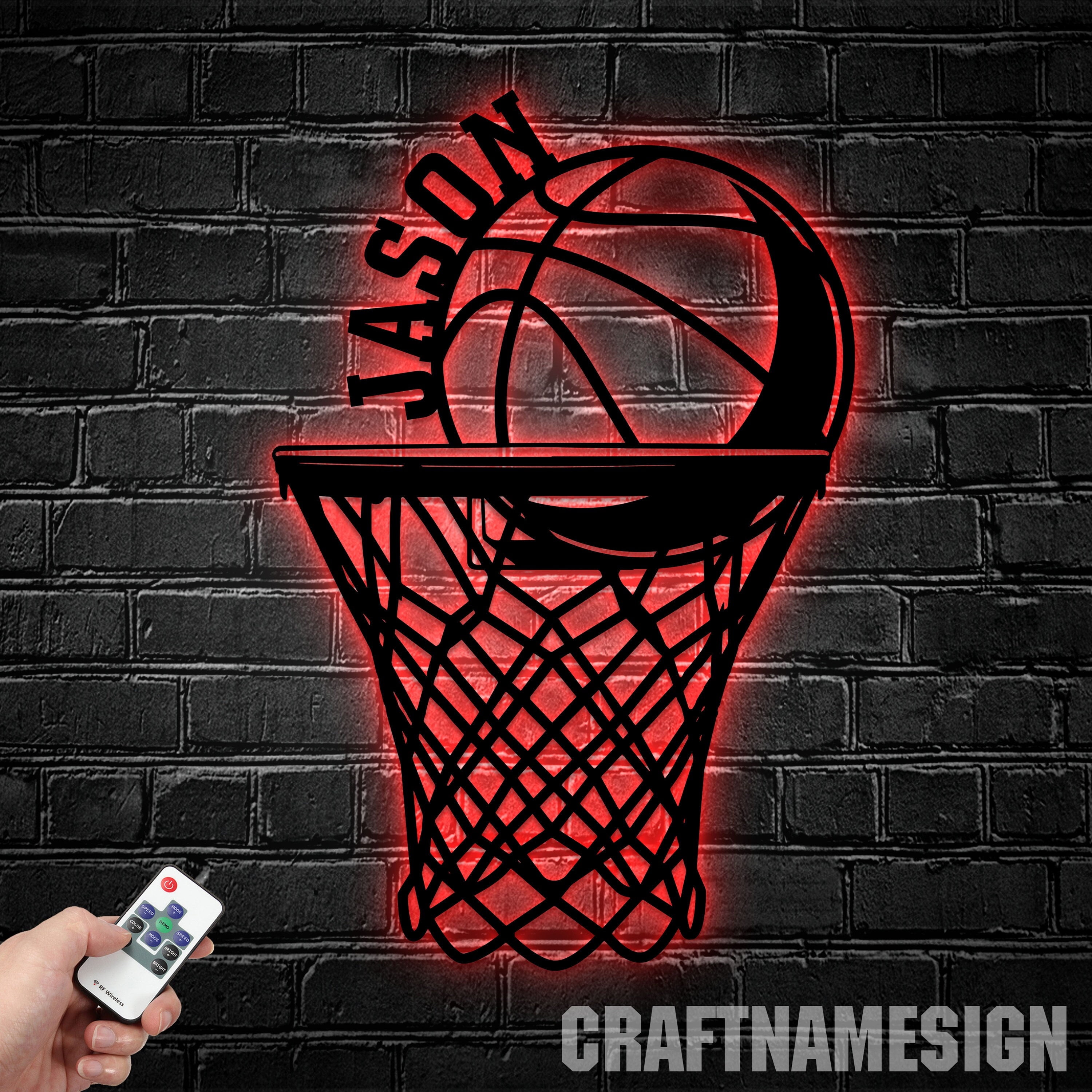 Craftnamesign Personalized Basketball Metal Wall Art Led Light, Custom ...