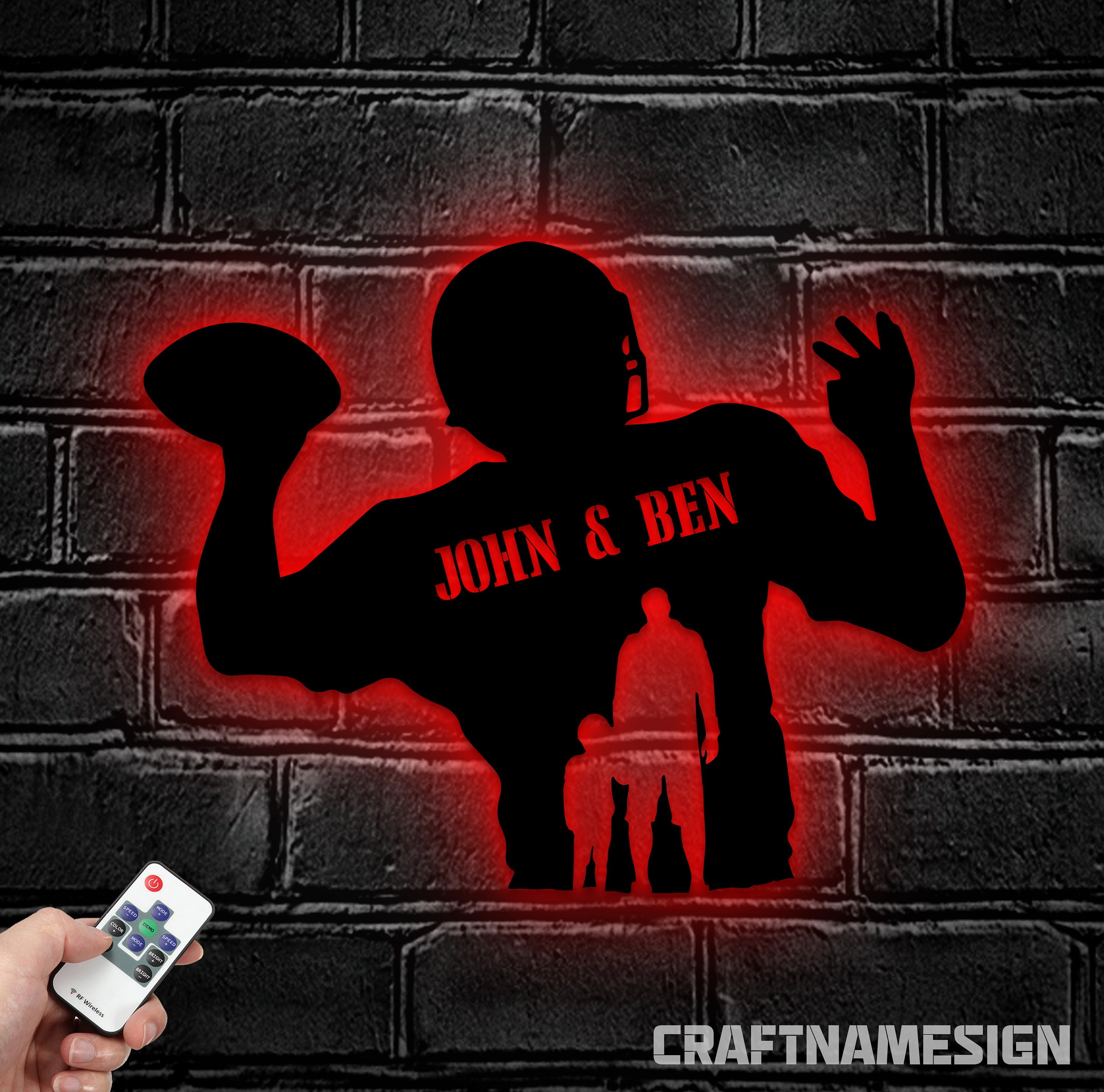 Craftnamesign Personalized Best Dad Ever BaseBall Metal Wall Art LED ...