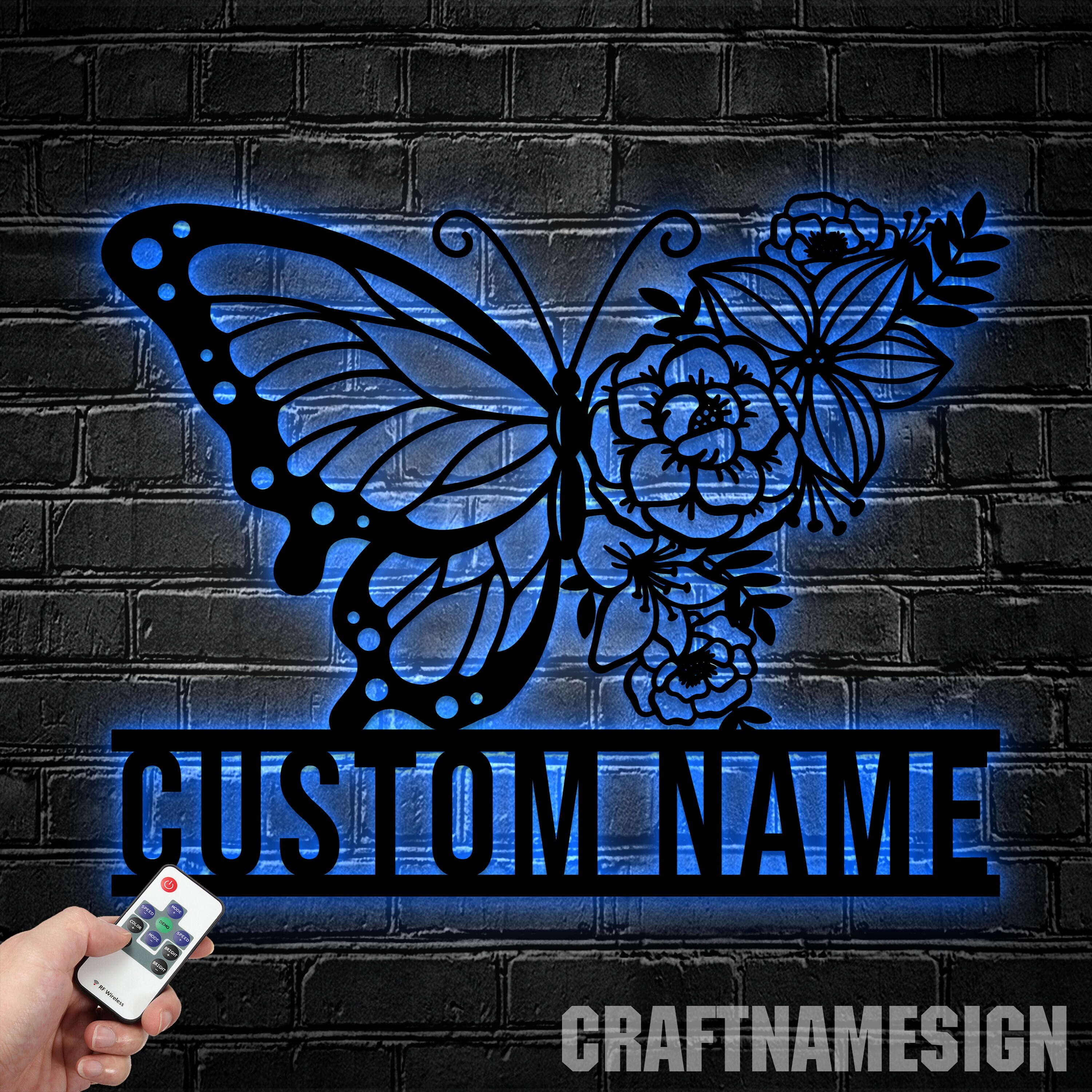 Craftnamesign Personalized Butterfly Floral Metal Wall Art, Custom ...