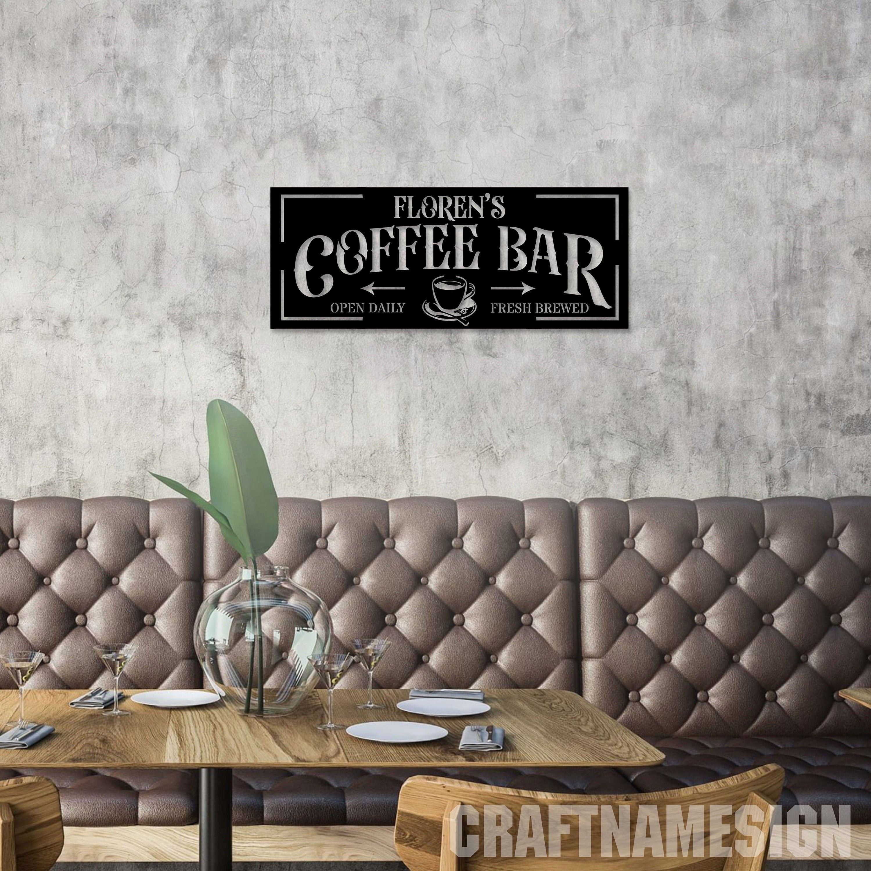 Craftnamesign Personalized Coffee Bar Metal Name Sign, Coffee Sign ...