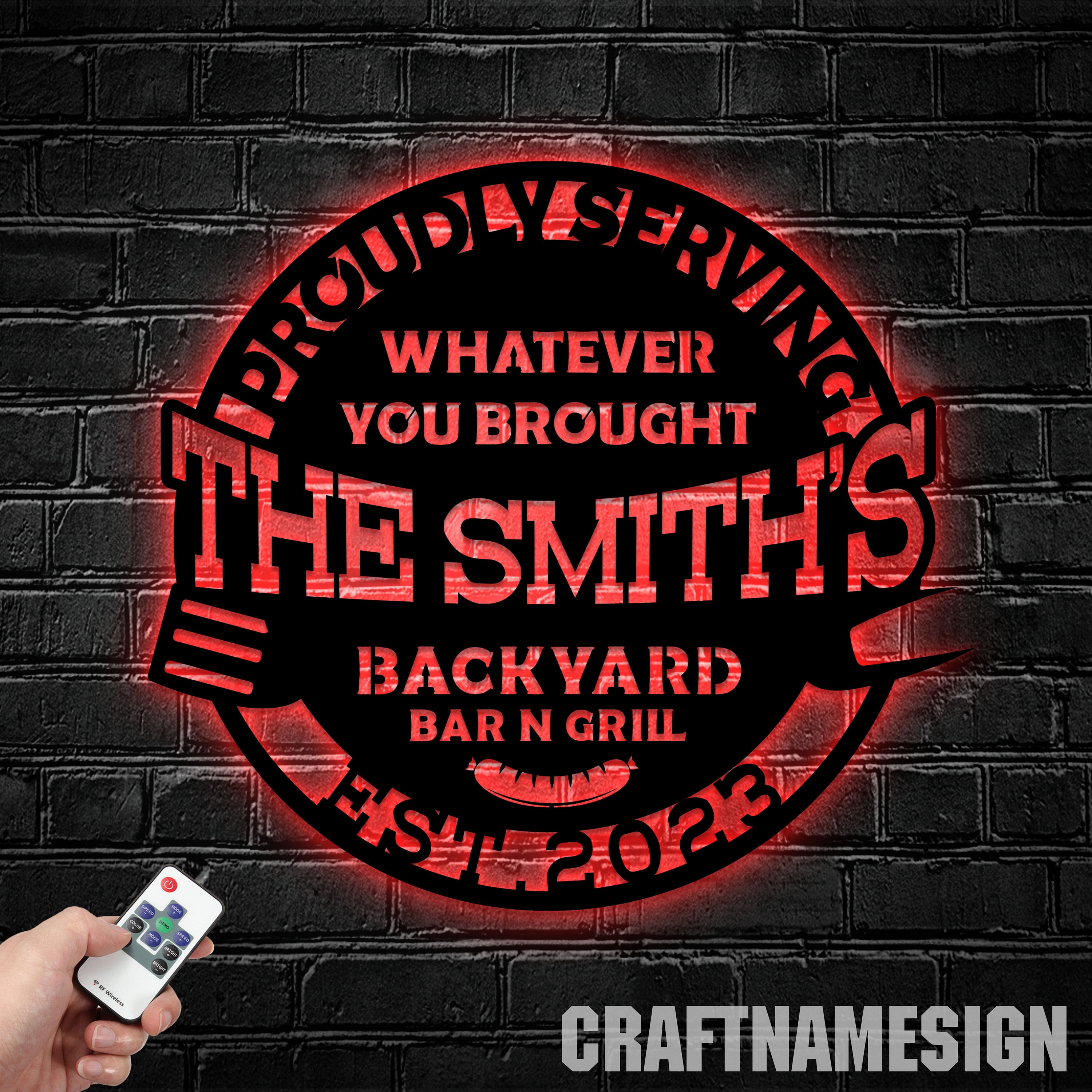 Craftnamesign Personalized Flaming BBQ Sign, BBQ and Grill Sign, BBQ ...