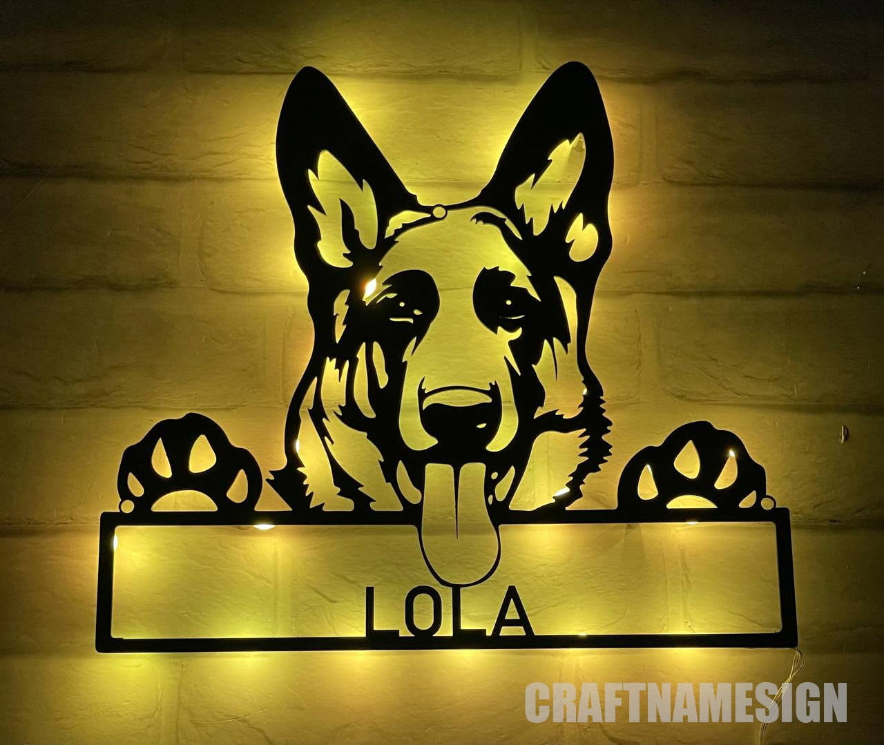 Craftnamesign Personalized GSD German Shepherd Husky Metal LED Light ...