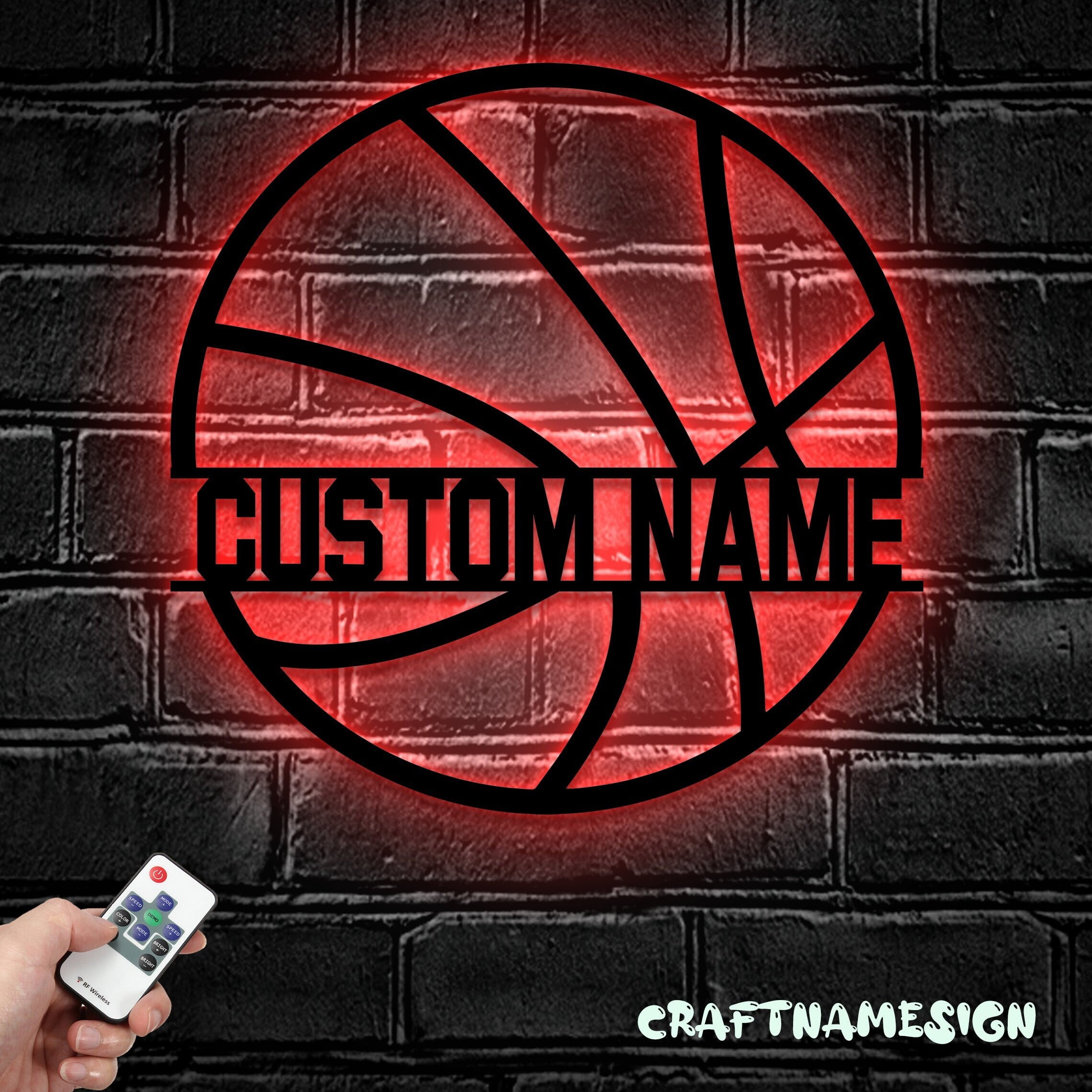Craftnamesign Custom Basketball Ball Metal Wall Art LED Light ...