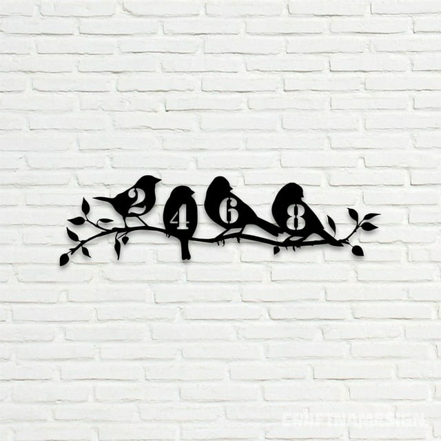 Craftnamesign Bird House Number Metal Wall Art LED Light, Personalized ...