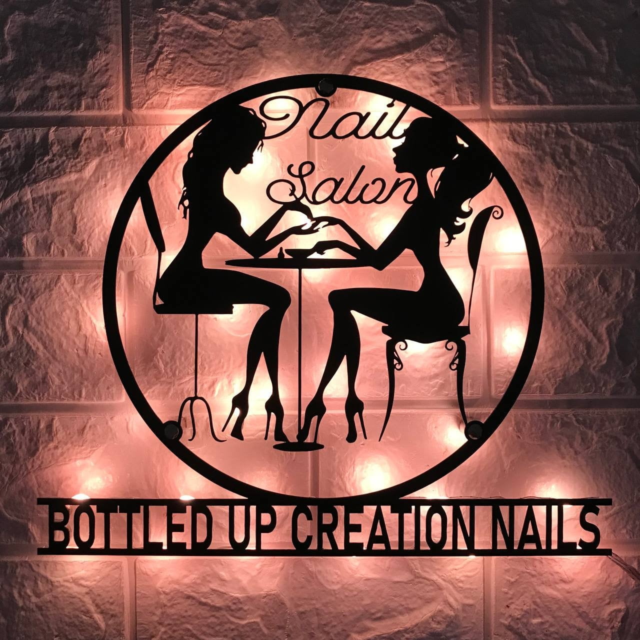 Craftnamesign Personalized Nail Tech Metal Wall Art LED Light, Custom ...