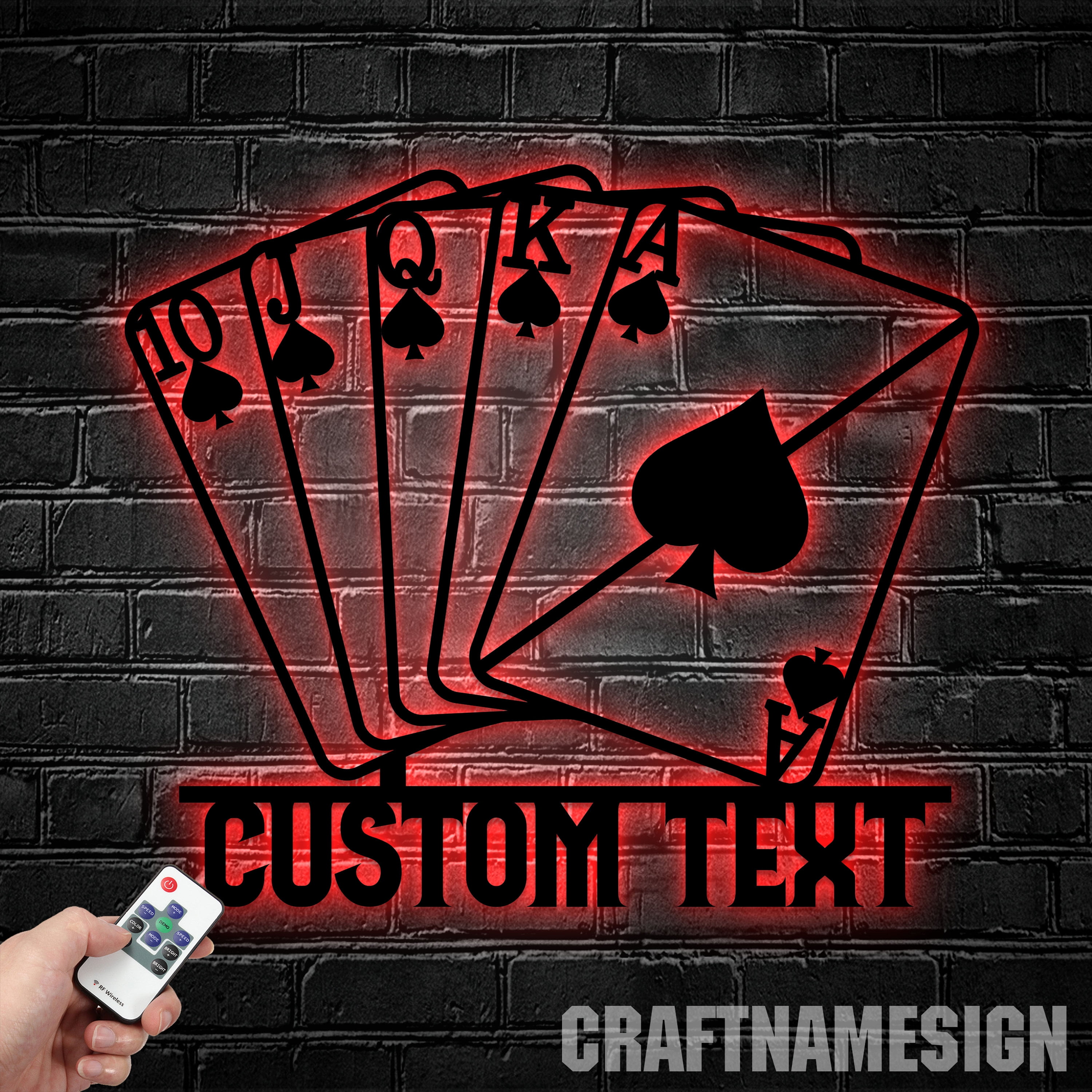 Craftnamesign Personalized Playing Card Metal LED Light, Gift For Gamer ...