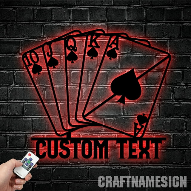 Craftnamesign Personalized Playing Card Metal LED Light, Gift For Gamer ...