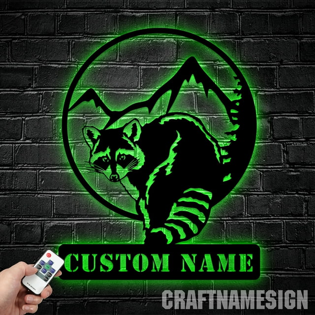 Craftnamesign Personalized Raccoon Mountain Metal Wall Art, Custom ...