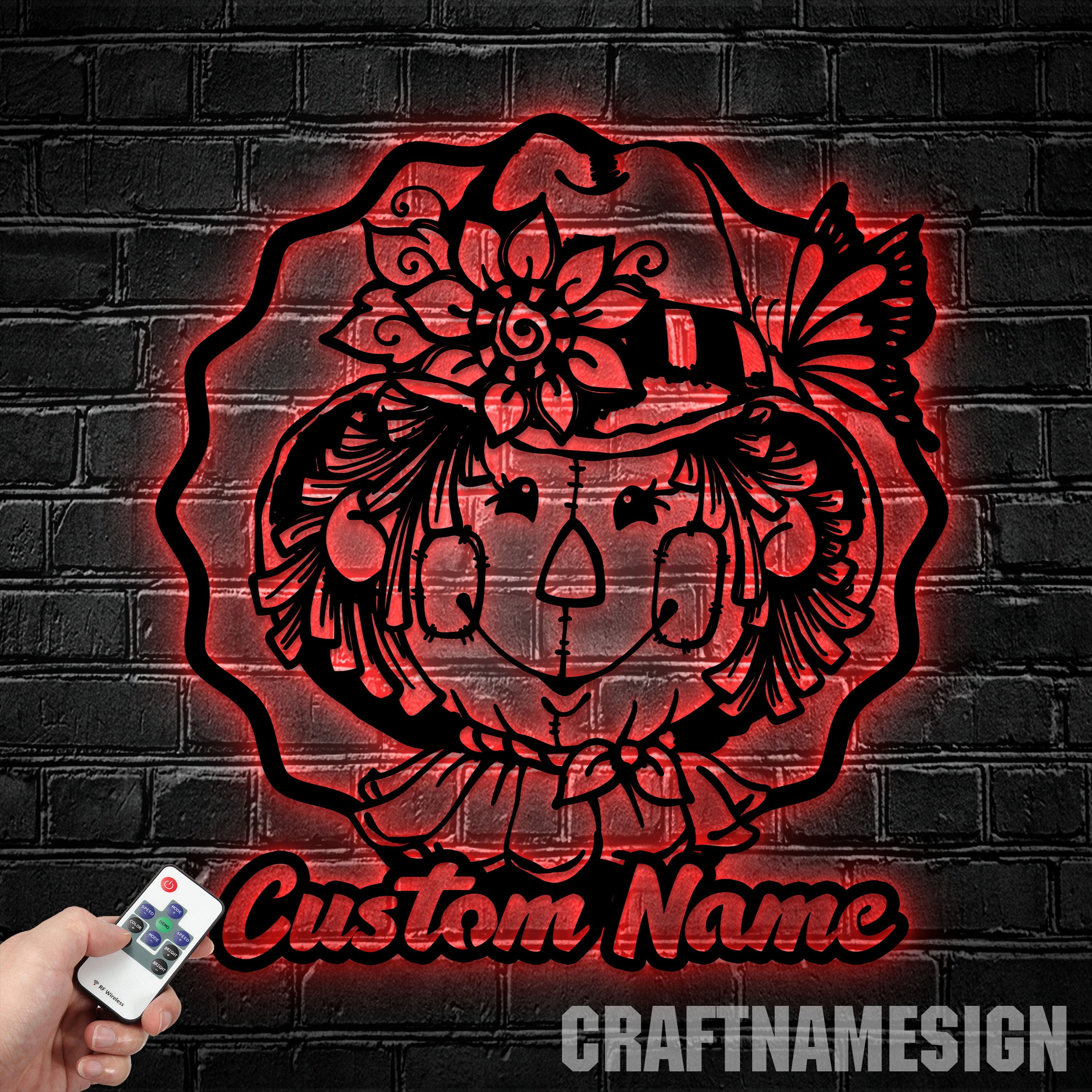 Craftnamesign Personalized Thanksgiving Scarecrow Metal Wall Art LED ...