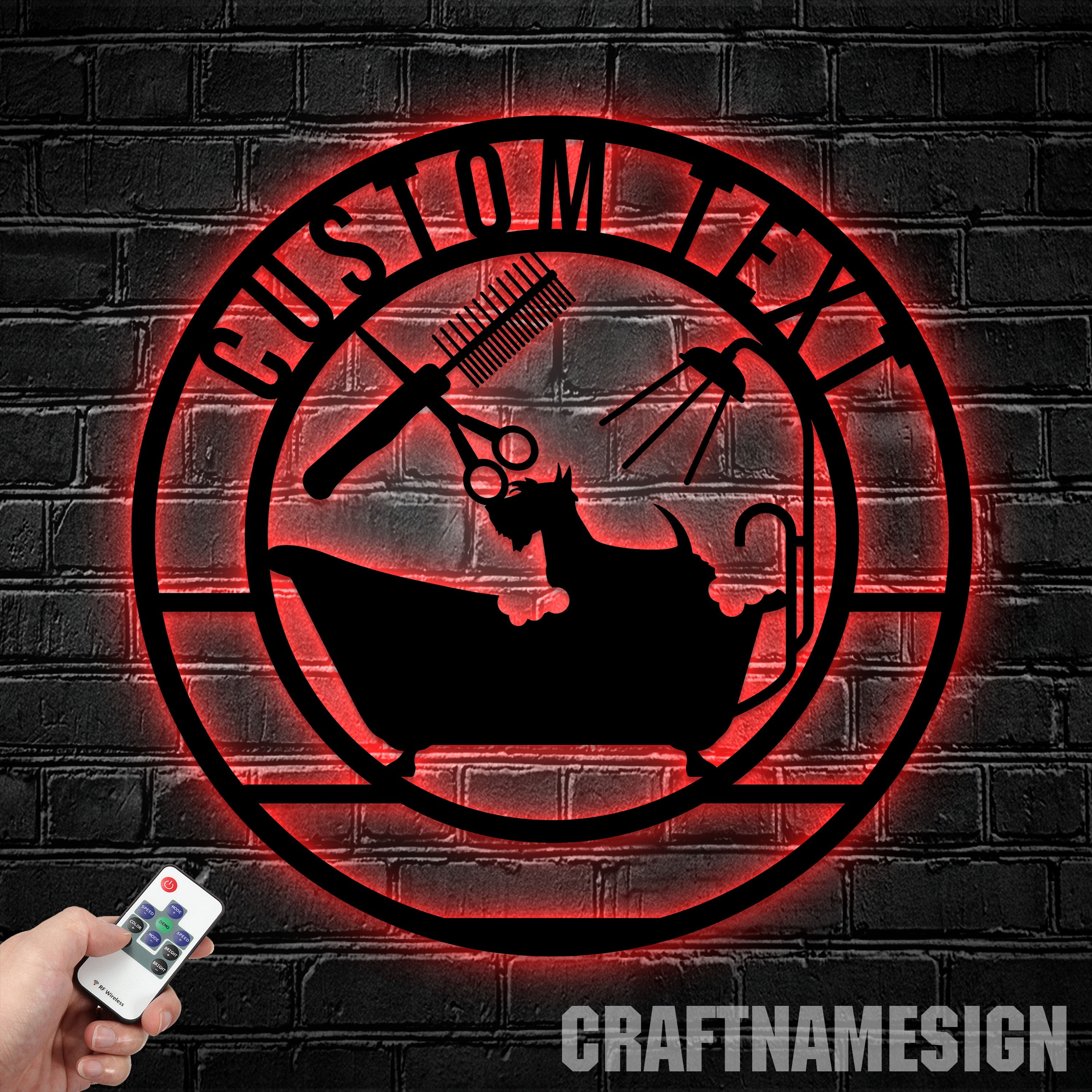 Craftnamesign Pet Grooming Hair Salon Metal Wall Art LED Light, Custom ...