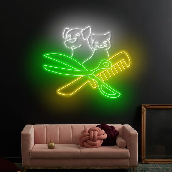Craftnamesign Pet Grooming LED Light, Pet Salon Neon Sign, Pet Grooming ...