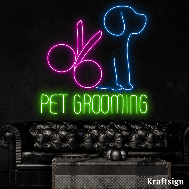 Craftnamesign Pet Grooming Neon Sign, Dog Grooming Sign, Pet Spa Decor ...