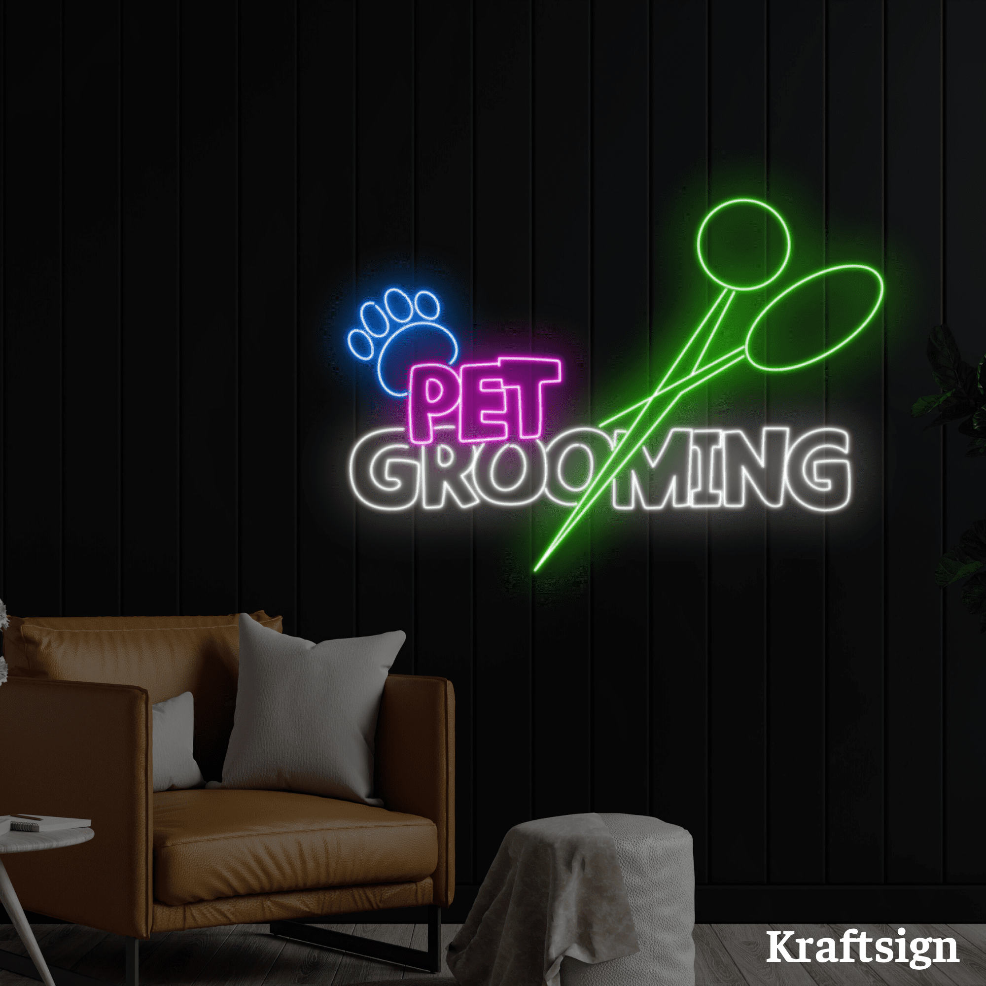 Craftnamesign Pet Grooming Neon sign, Open Welcome LED Sign, Pet Spa ...