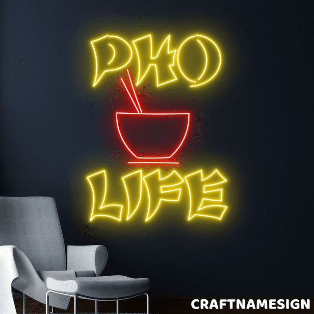 Craftnamesign Pho Life Neon Sign, Vietnamese Food Wall Decor ...