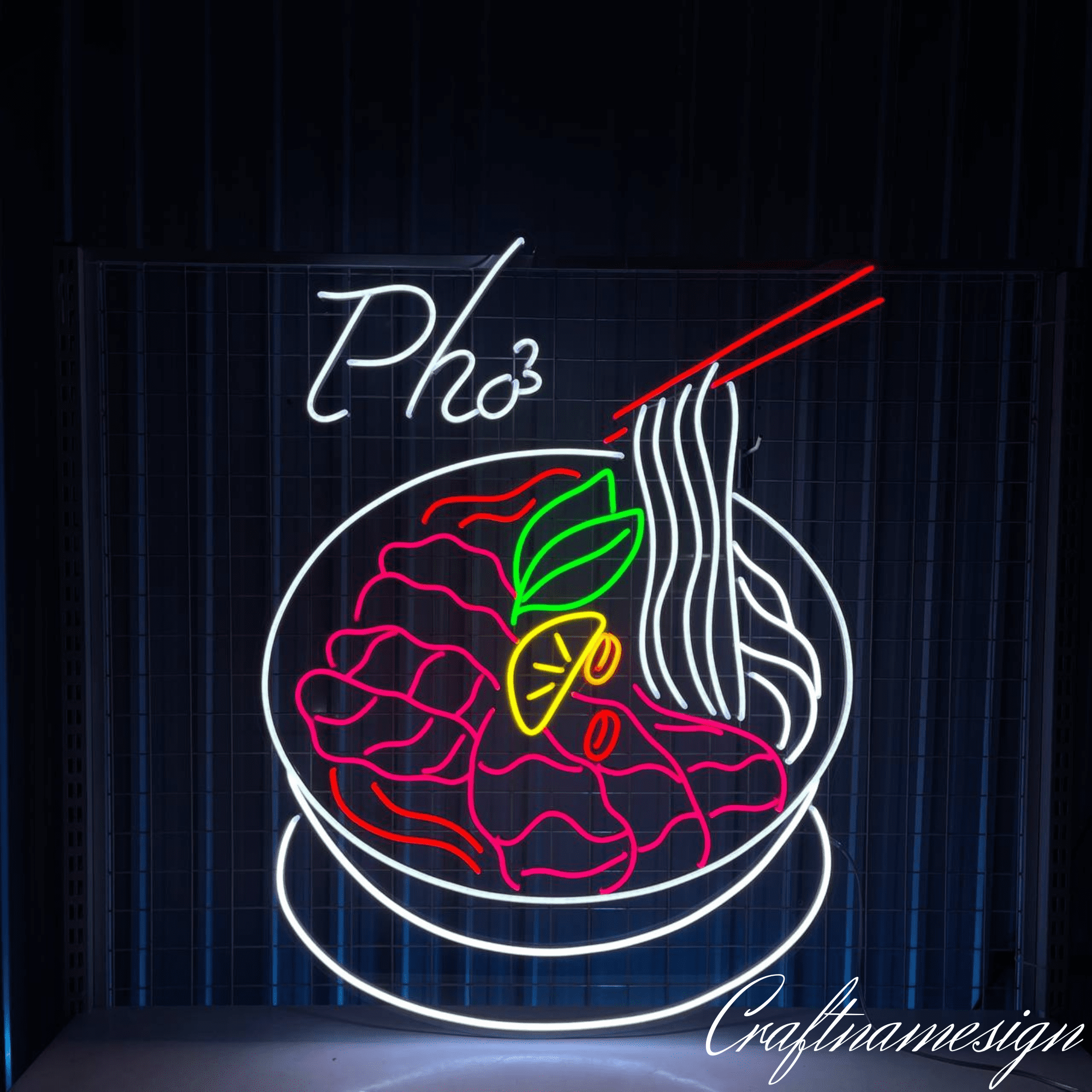 Craftnamesign Pho Neon Sign, Pho Noodle Wall Art, Vietnamese Food Wall ...