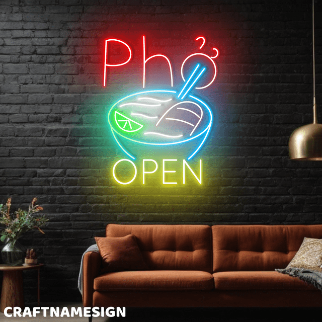Craftnamesign Pho Open Neon Sign, Vietnamese Cuisine Wall Art ...