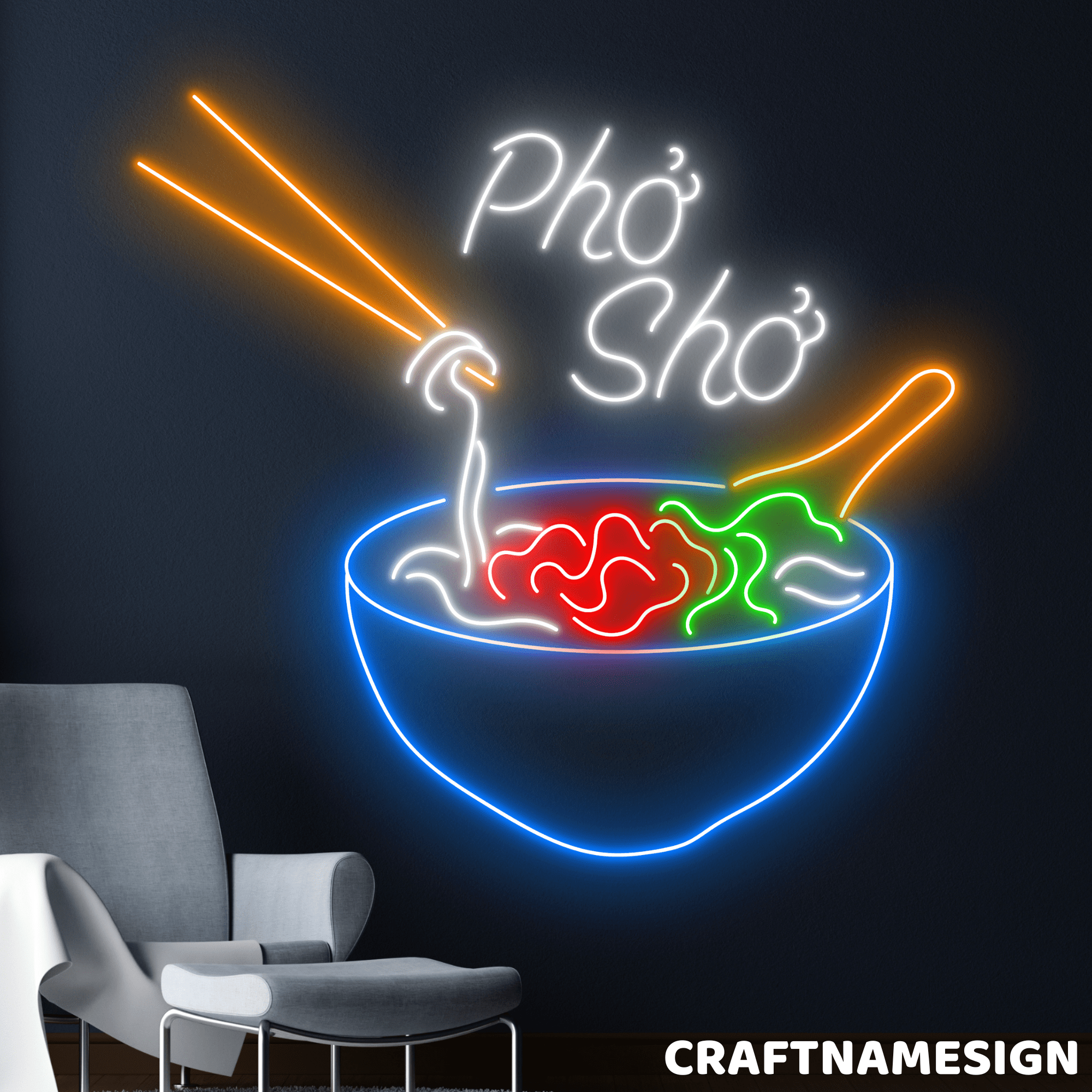 Craftnamesign Pho Sho Neon Sign, Vietnamese Noodle Wall Decor ...