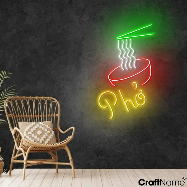 Craftnamesign Pho Vietnamese Food Neon Light Up Sign Wall Art For ...