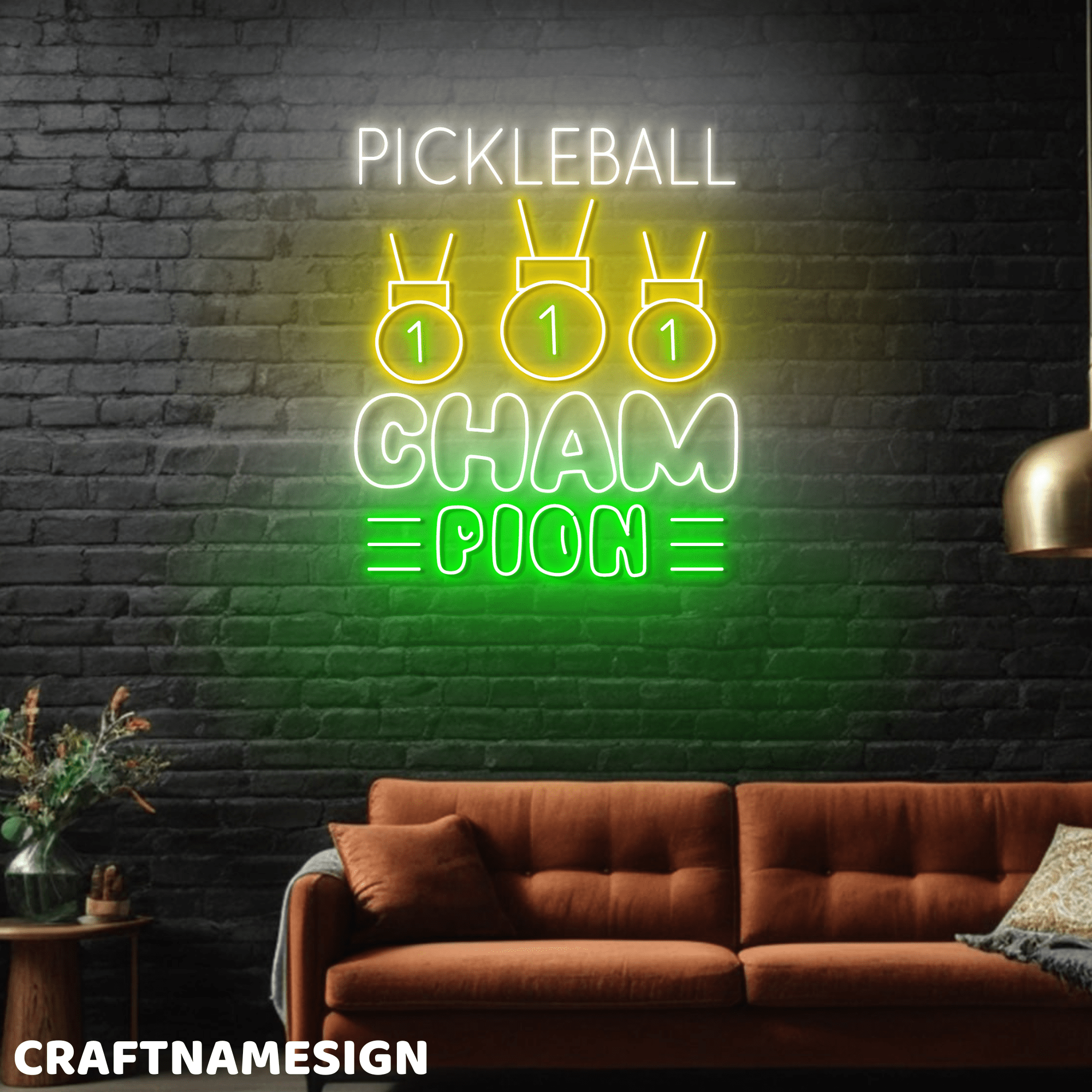 Craftnamesign Pickleball Champion Neon Light, Pickleball Club Wall ...