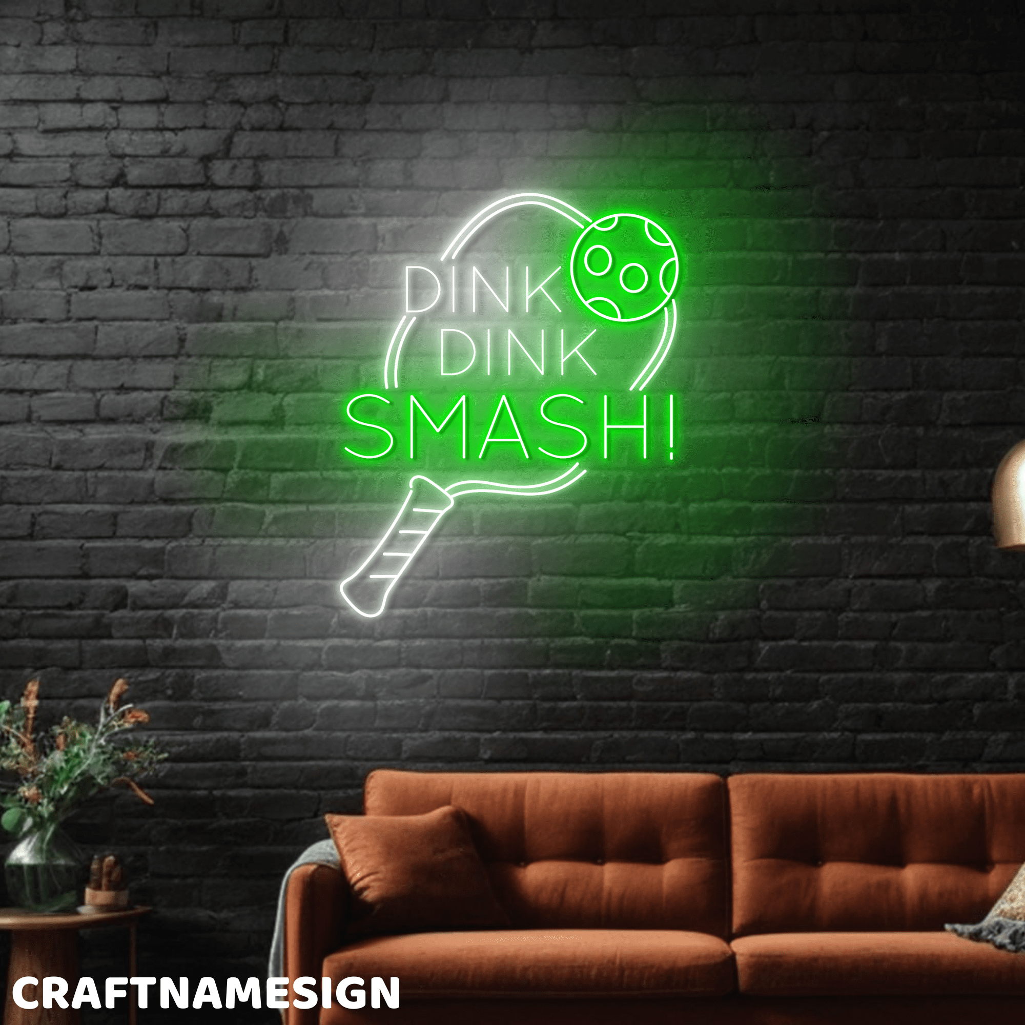 Craftnamesign Pickleball Dink Dink Smash Neon Sign, Sport Wall Sign ...