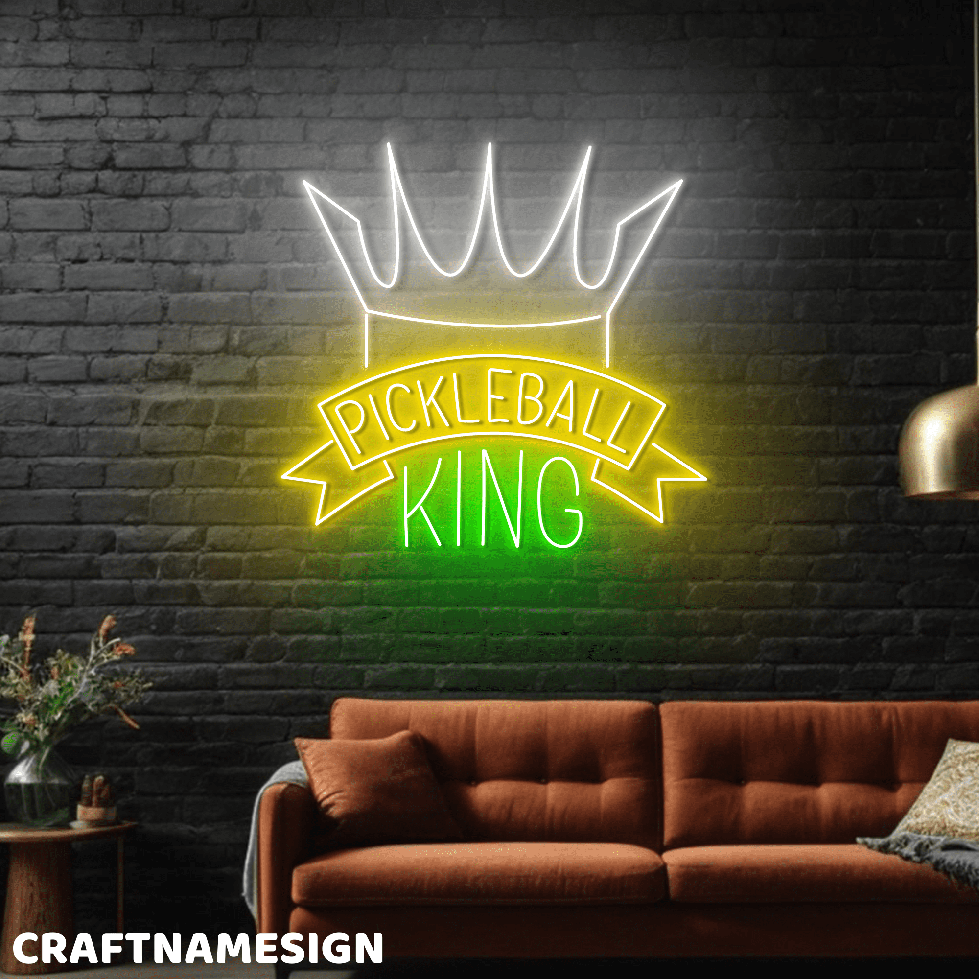 Craftnamesign Pickleball King Neon Sign, Pickleball Club Wall Sign ...
