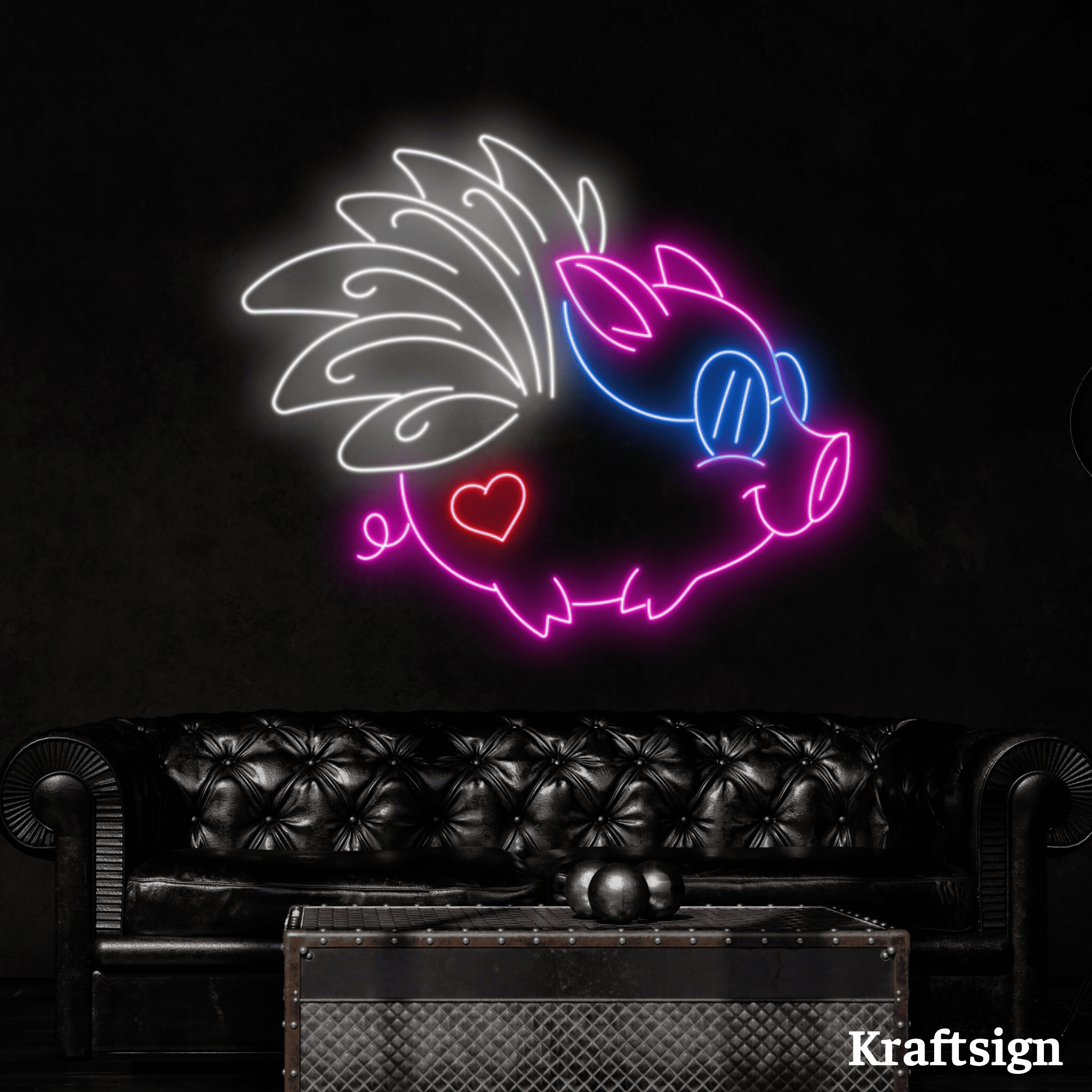 Craftnamesign Pig Fly Neon Sign, Pig Lover Gift, Kid Room Nursery Decor ...