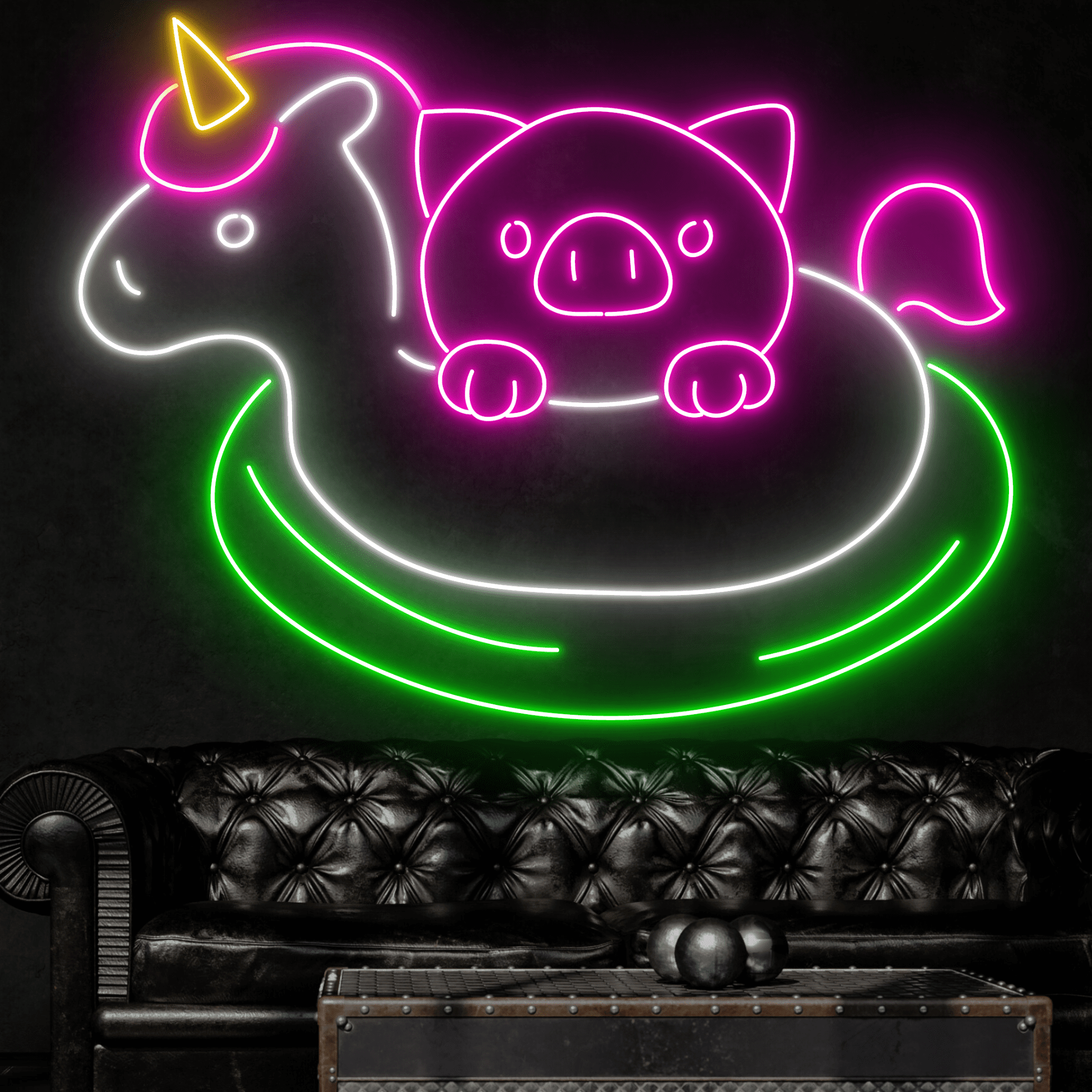 Craftnamesign Pig Unicorn Neon Sign, Pig Wall Art, Summer Wall Decor ...