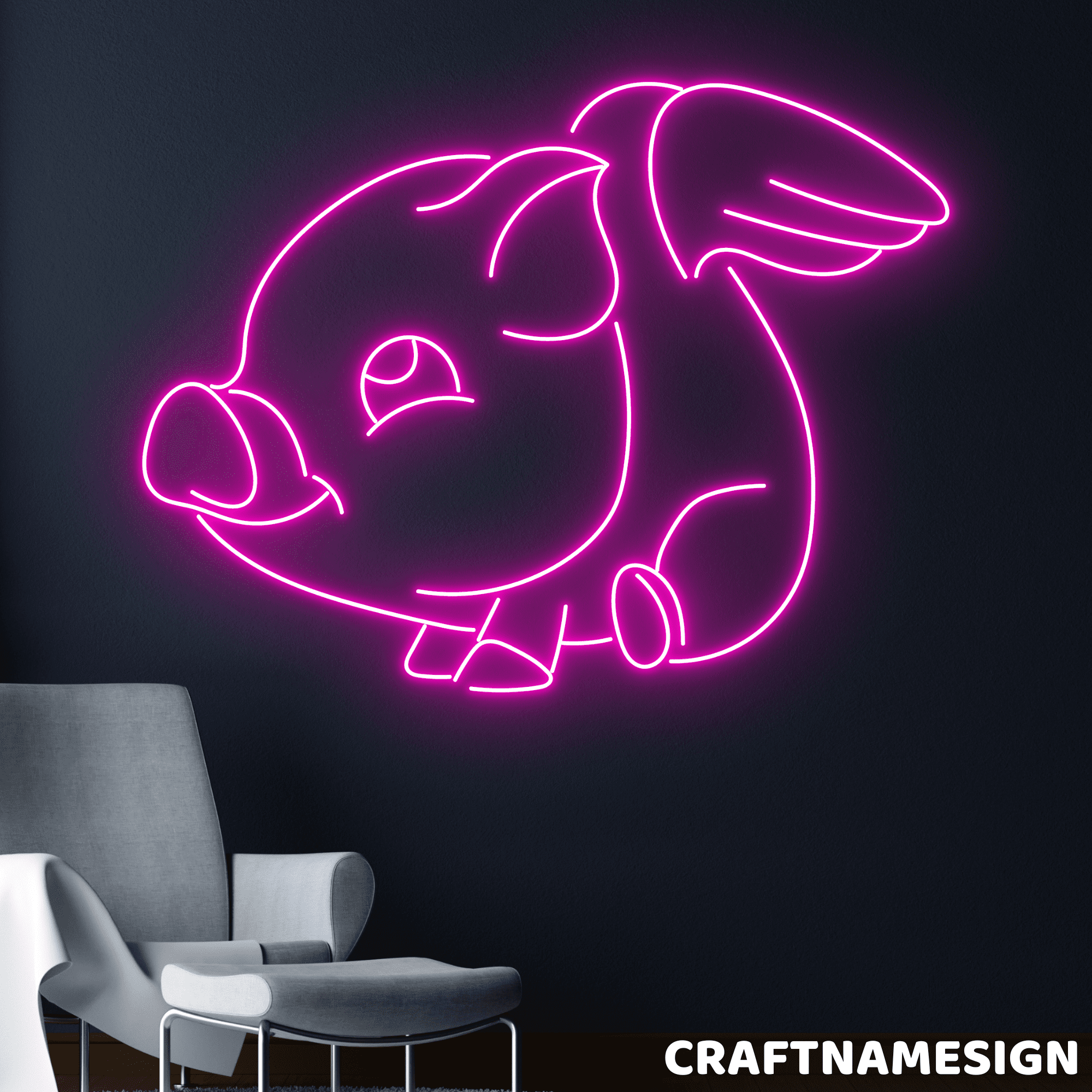 Craftnamesign Pig Wings Neon Sign, Pig Wings Led Sign, Kids Bedroom ...