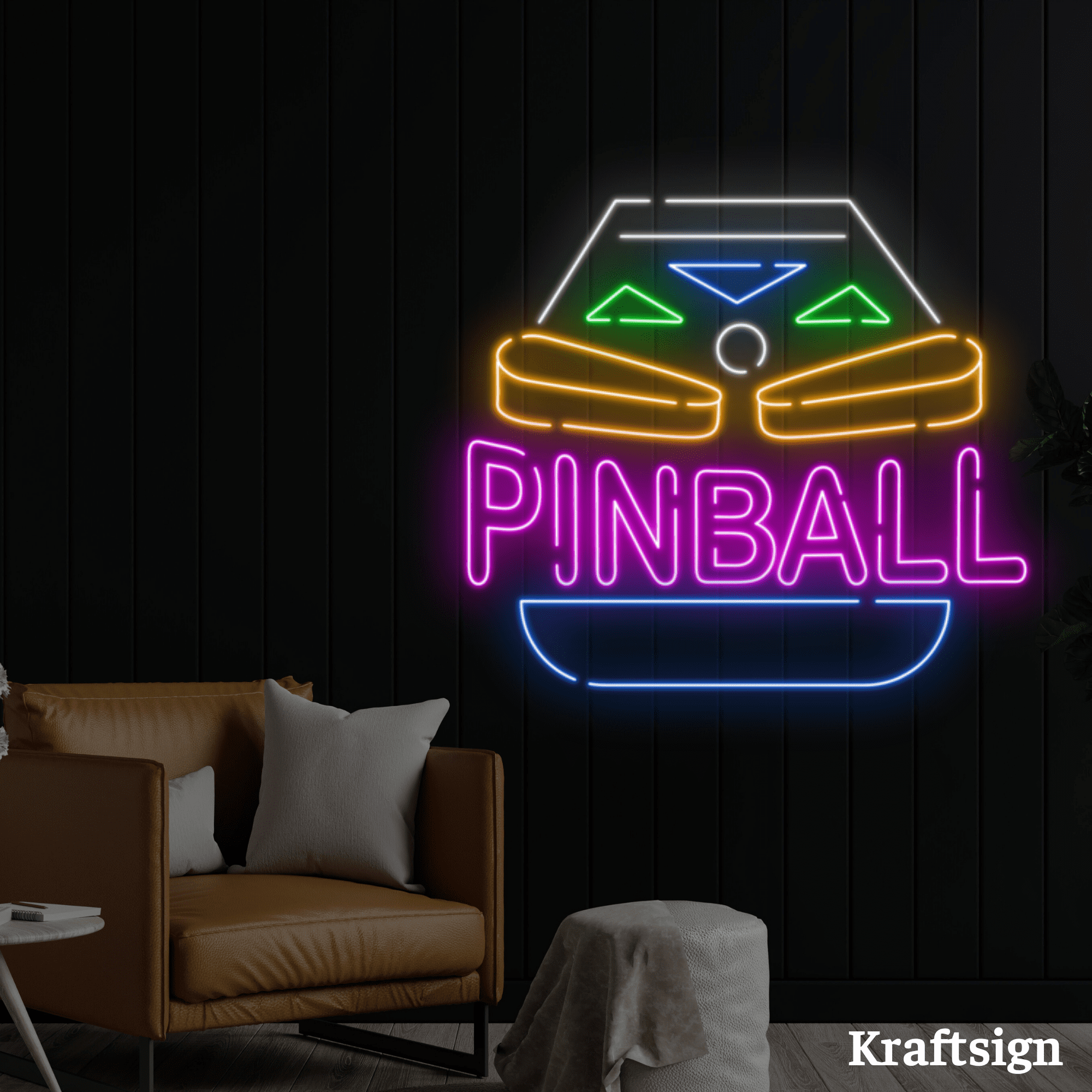 Craftnamesign Pinball Neon Sign, Game Room Decor, Arcade Club LED Sign ...