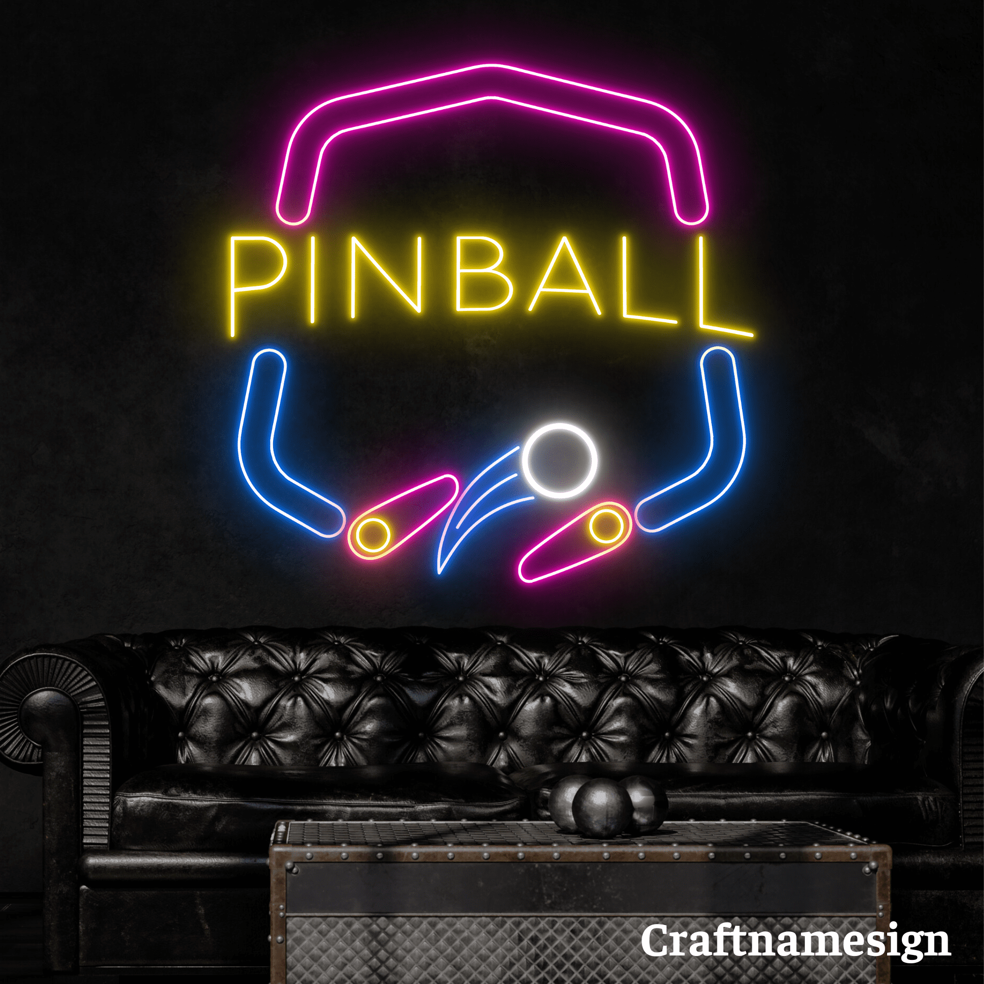 Craftnamesign Pinball Neon Sign for Game Room Arcade Zone Pinball Wall ...