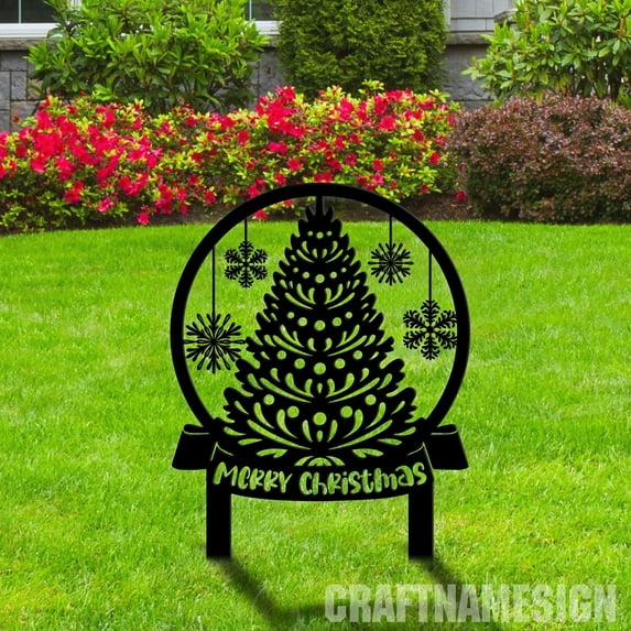 Craftnamesign Pine Tree Metal Garden Sign with Stakes, Yard Decor ...