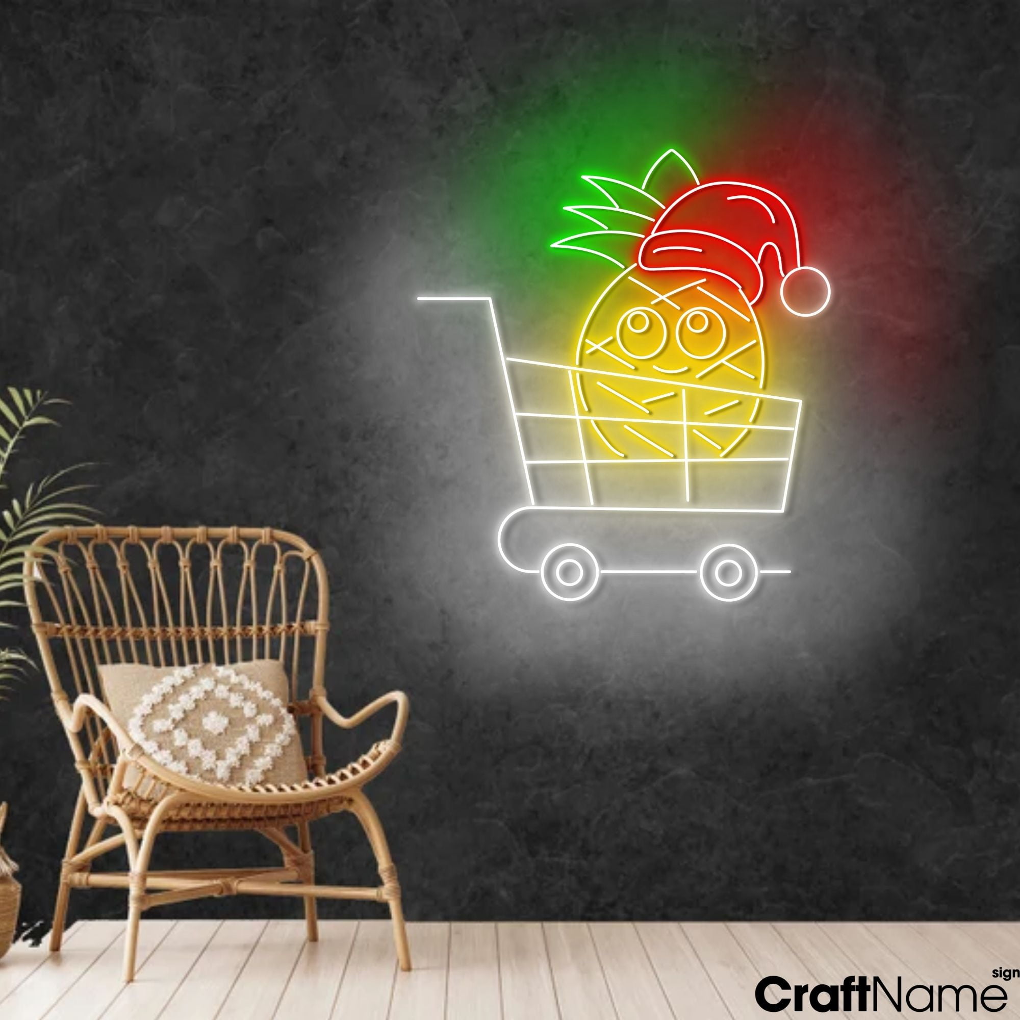 Craftnamesign Pineapple Cart Neon Sign, Juice Shop LED Light, Pineapple ...