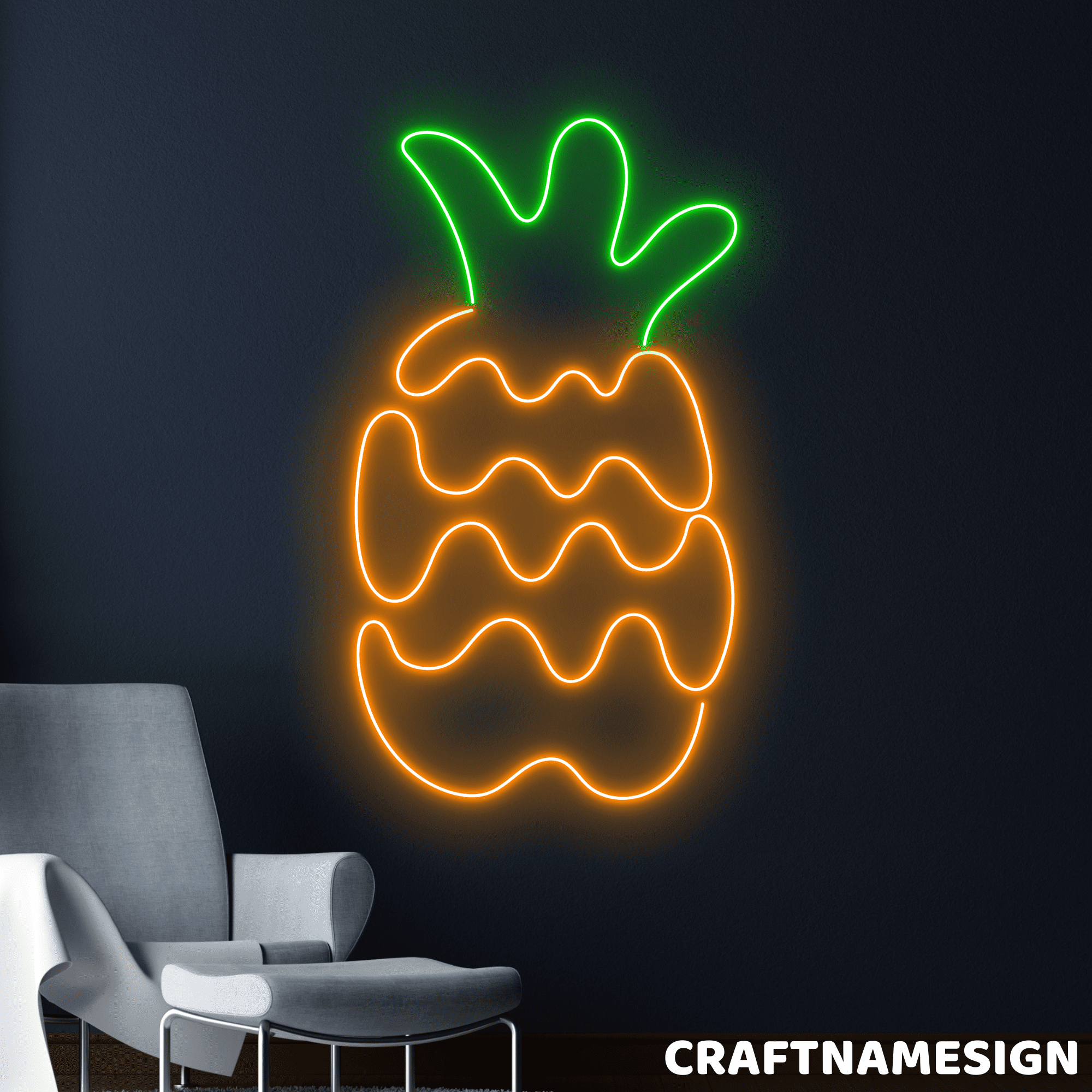 Craftnamesign Pineapple Line Art Neon Sign, Fresh Fruit Wall Art, Juice ...