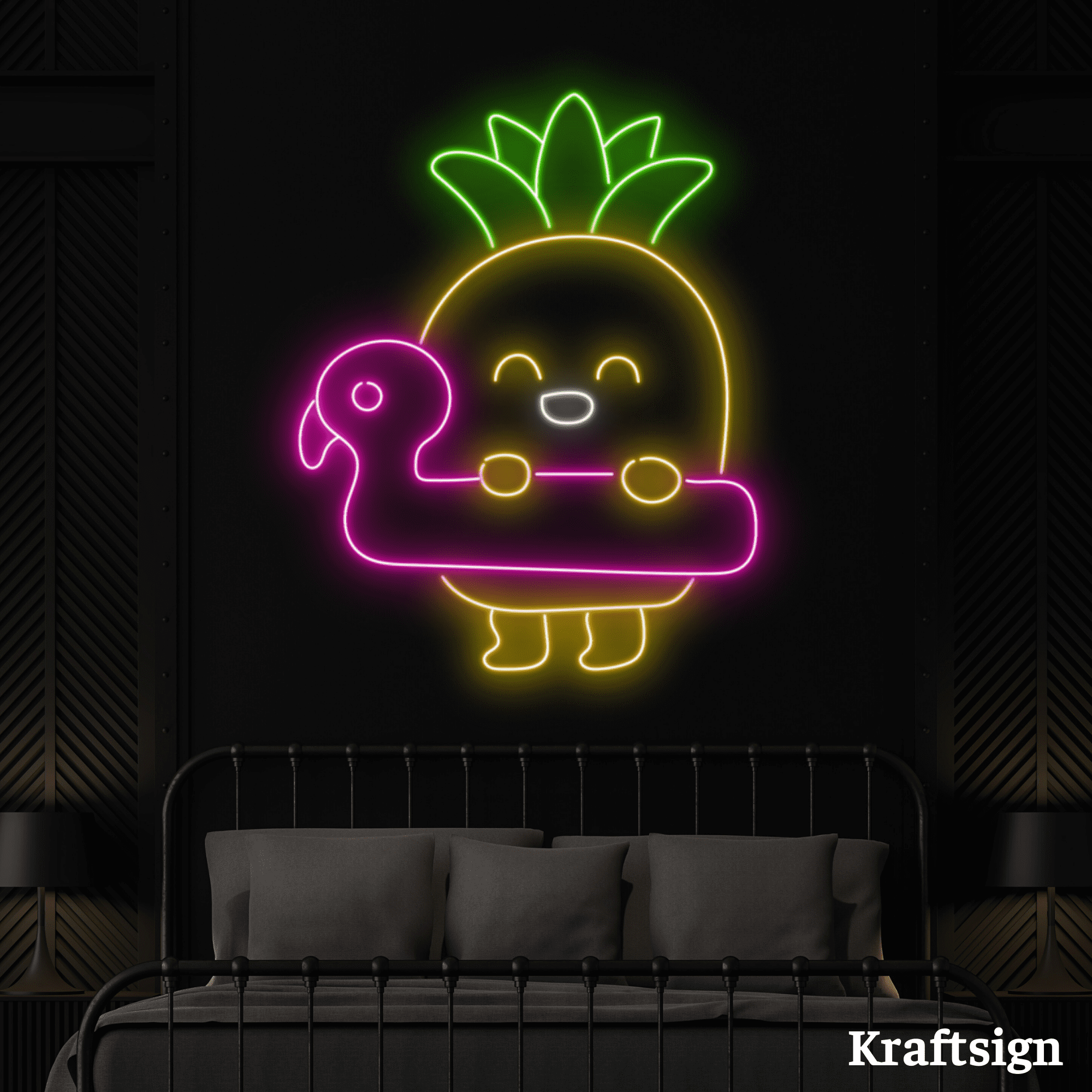 Craftnamesign Pineapple Neon LED Sign, Beach Club Decor, Kid Room Wall ...