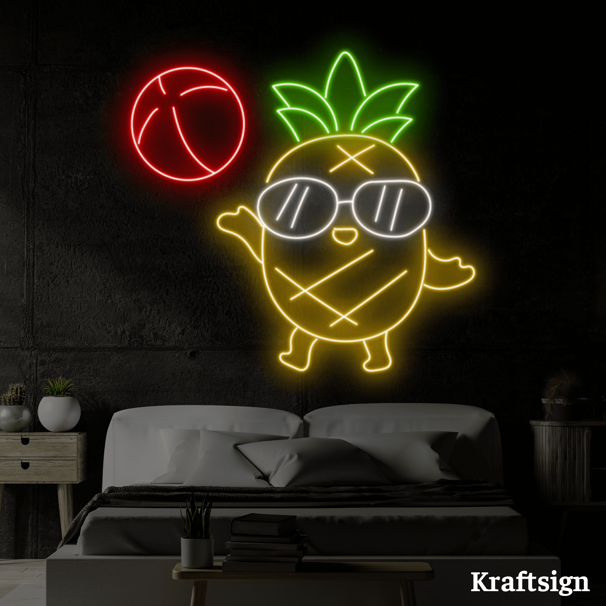 Craftnamesign Pineapple Play Volleyball Neon Sign, Fruit Shop Decor ...