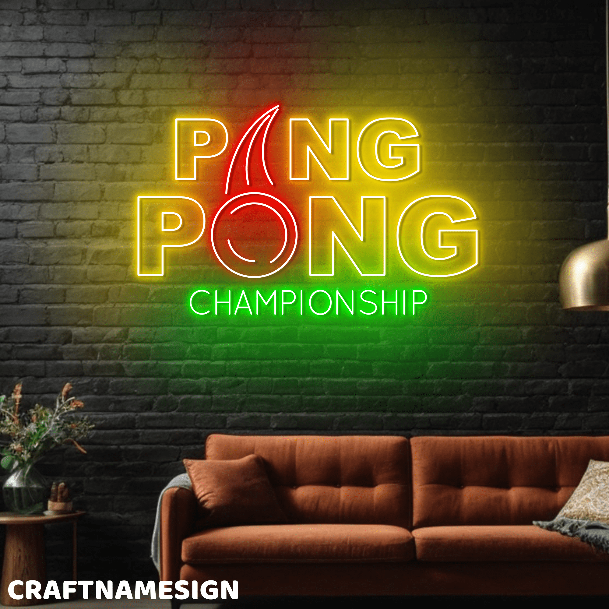 Craftnamesign Ping Pong Championship Neon Light For Sport Court, Sport ...